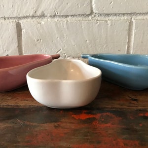 Vintage Joaquin California Pottery Pear Shaped Bowls Pink Blue White ...