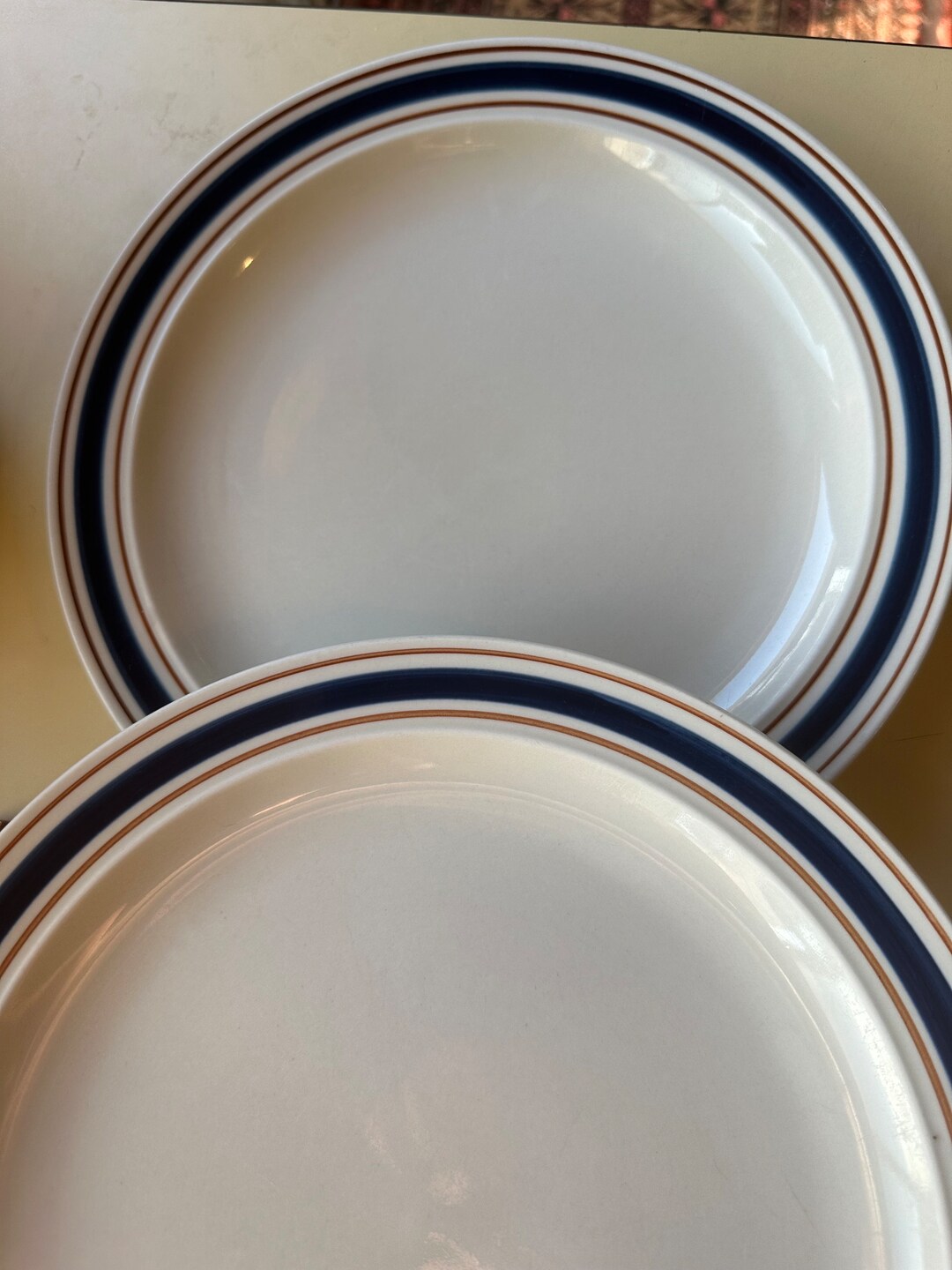 2 Tienshan Stoneware Dinner Plates HALO BLUE 10 5/8 Vintage Blue Brown ...