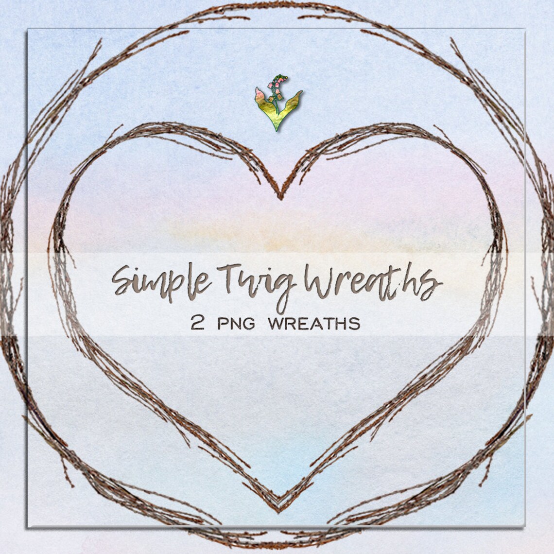 Twig Clipart Heart Handpainted Clipart Woodland Clipart - Etsy