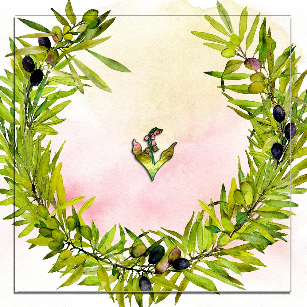 Olive Watercolor Laurel Clipart DIY Wedding Suite | Etsy