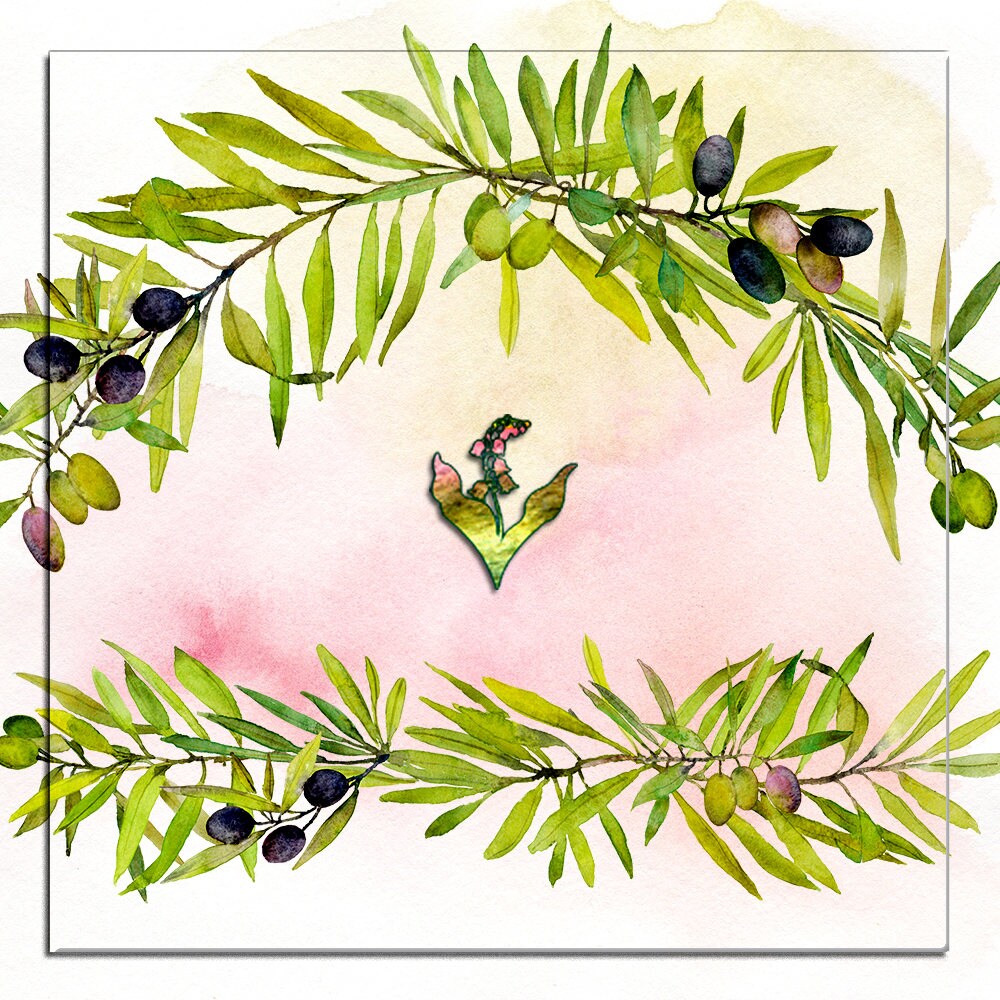 Olive Watercolor Laurel Clipart DIY Wedding Suite | Etsy