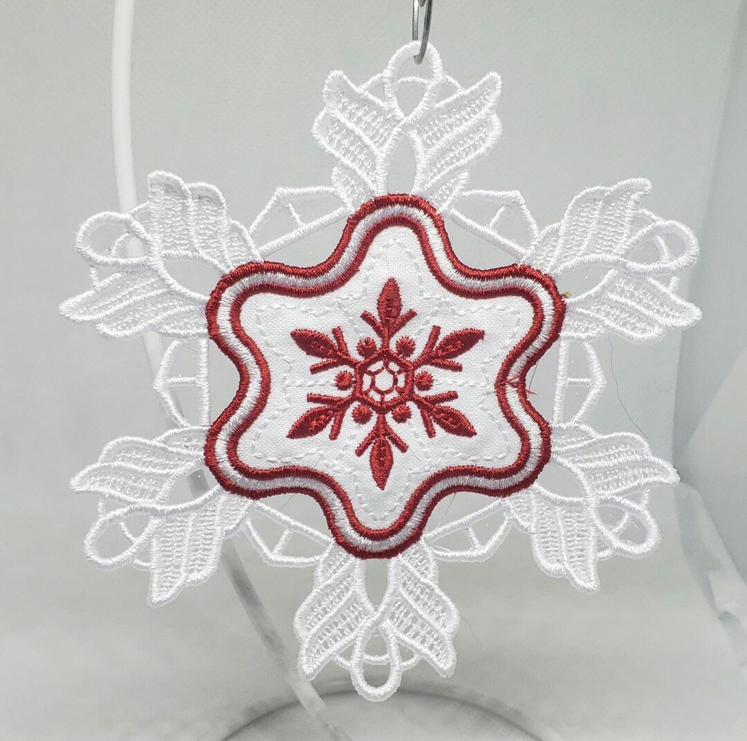 Freestanding Lace Snowflake Ornament - Red & White - 4.5 Inches - Etsy