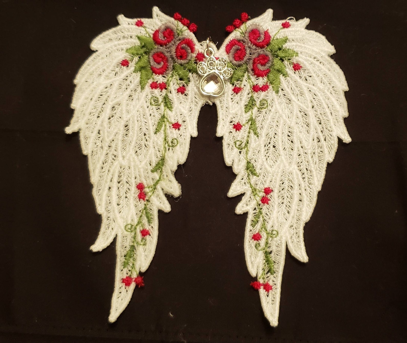 Angel Wings With Roses and Pet Charm - Etsy