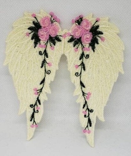 Angel Wings W/ Pink Roses indicate White or Off-white - Etsy