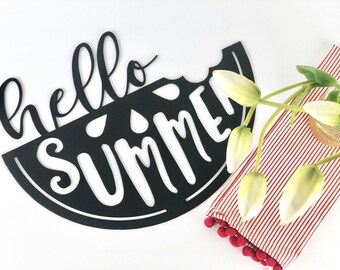 Hello Summer Watermelon Decor Summer Metal Sign Farmhouse | Etsy