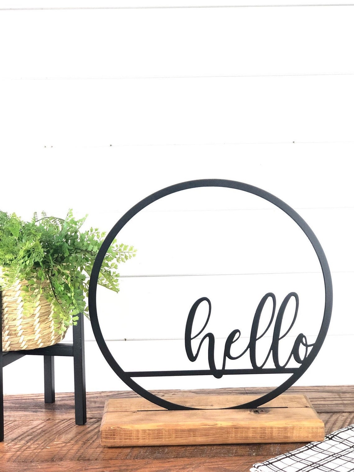 Hello Metal Decor Metal Saying Sign Farmhouse Shelf Decor - Etsy