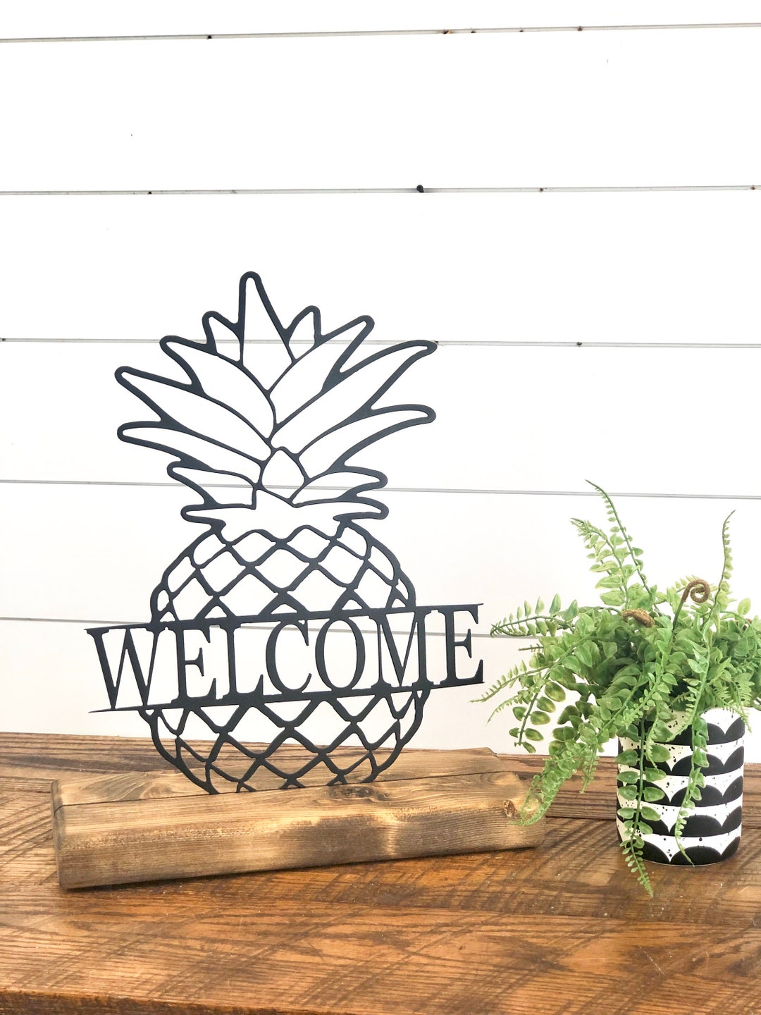 Pineapple Welcome Metal Sign Pineapple Home Decor Pineapple Shelf ...