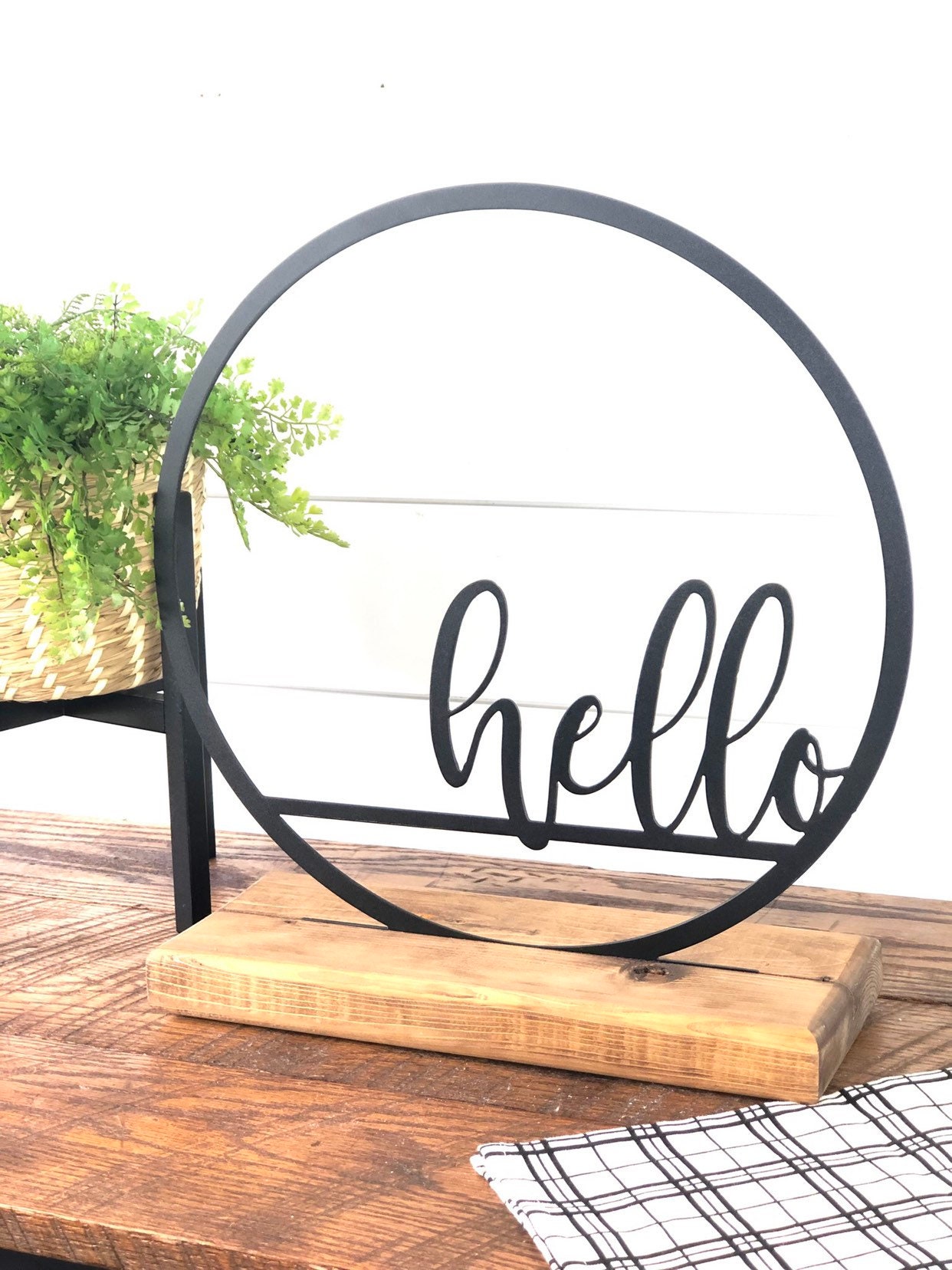 Hello Metal Decor Metal Saying Sign Farmhouse Shelf Decor - Etsy