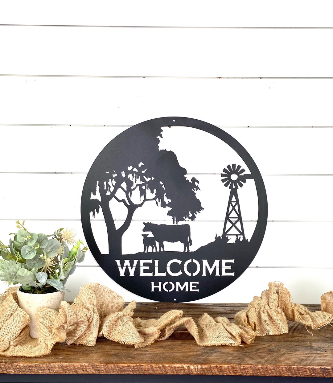 Cow Calf Personalized Family Name Sign Farmhouse Welcome Sign Ranch ...