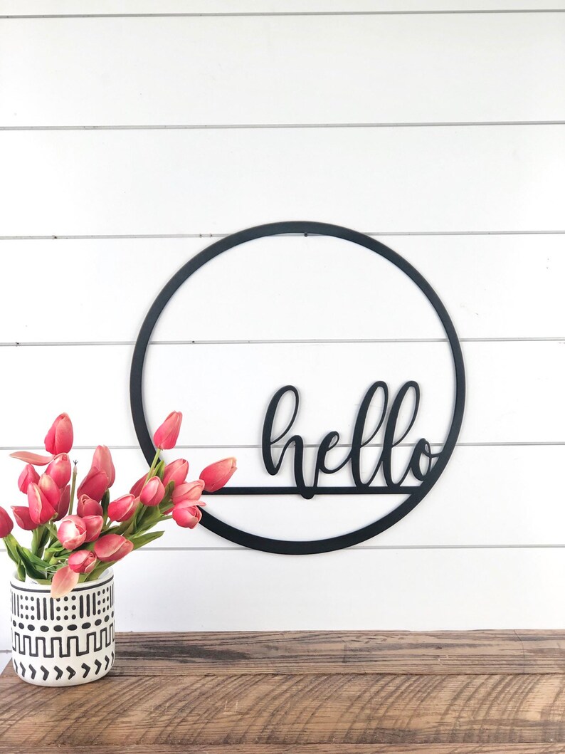 Hello Metal Decor Metal Saying Sign Farmhouse Shelf Decor - Etsy