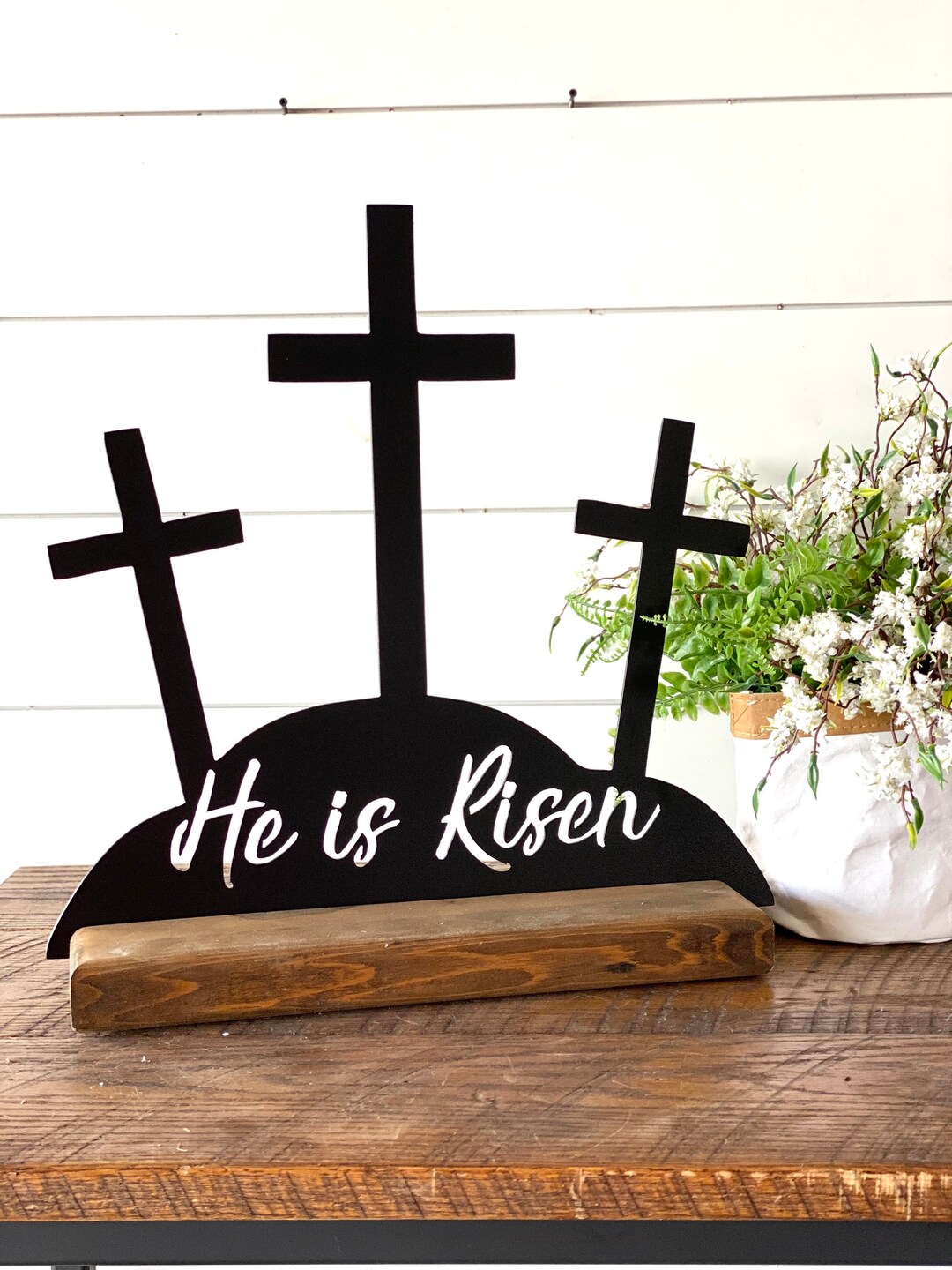 He is Risen Metal Sign Easter Home Decor Metal Sign Farmhouse Metal and ...