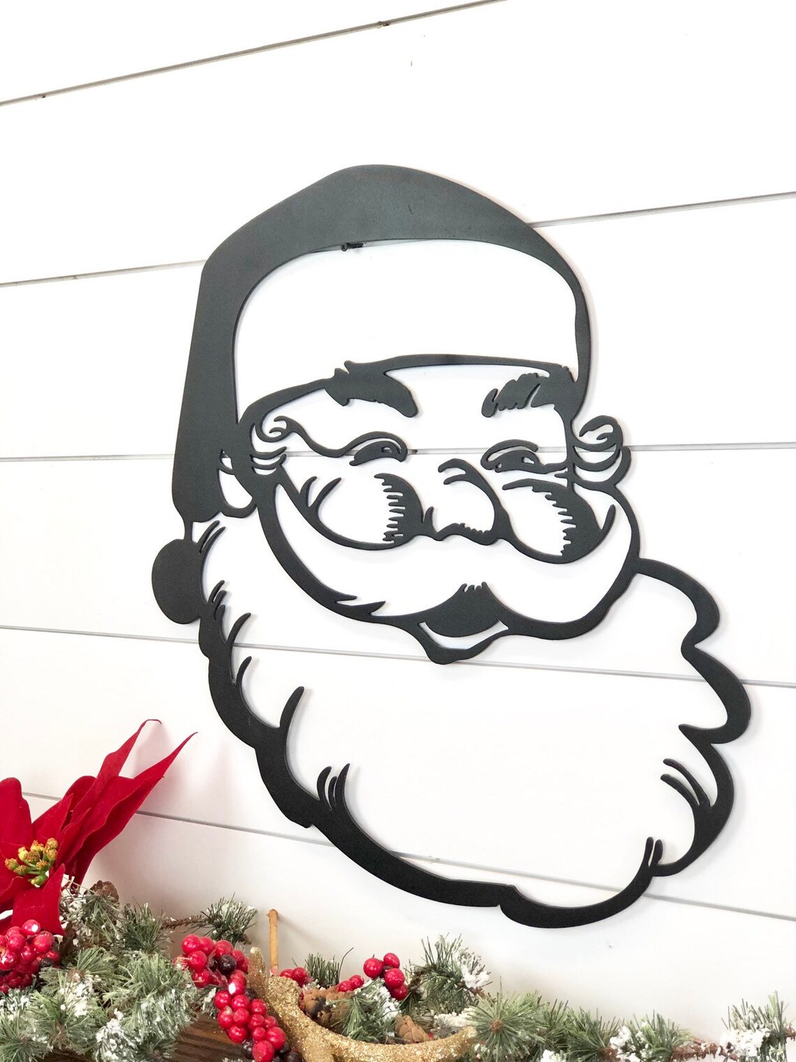 Santa Christmas Metal Art Christmas Metal Decor Santa Face - Etsy