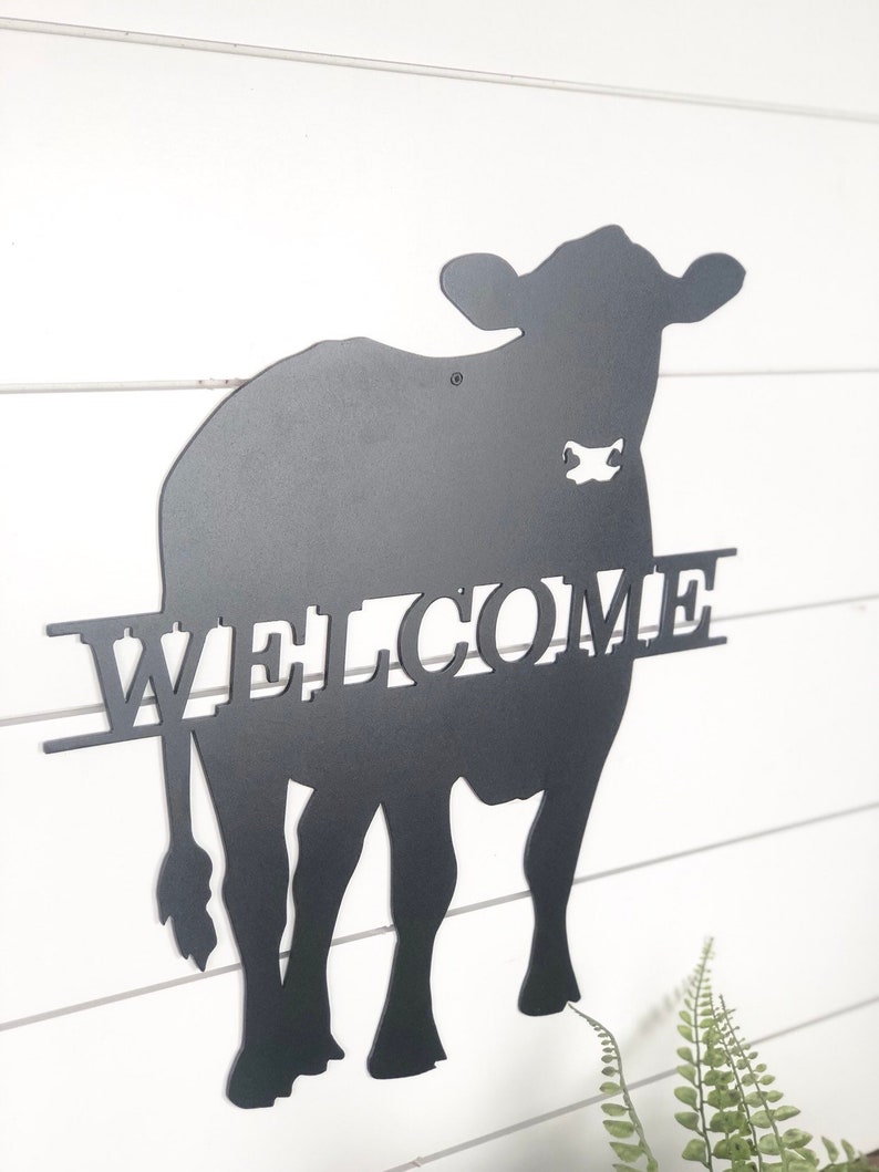 Cow Welcome Metal Decor Metal Sign Farmhouse Wedding Gift - Etsy