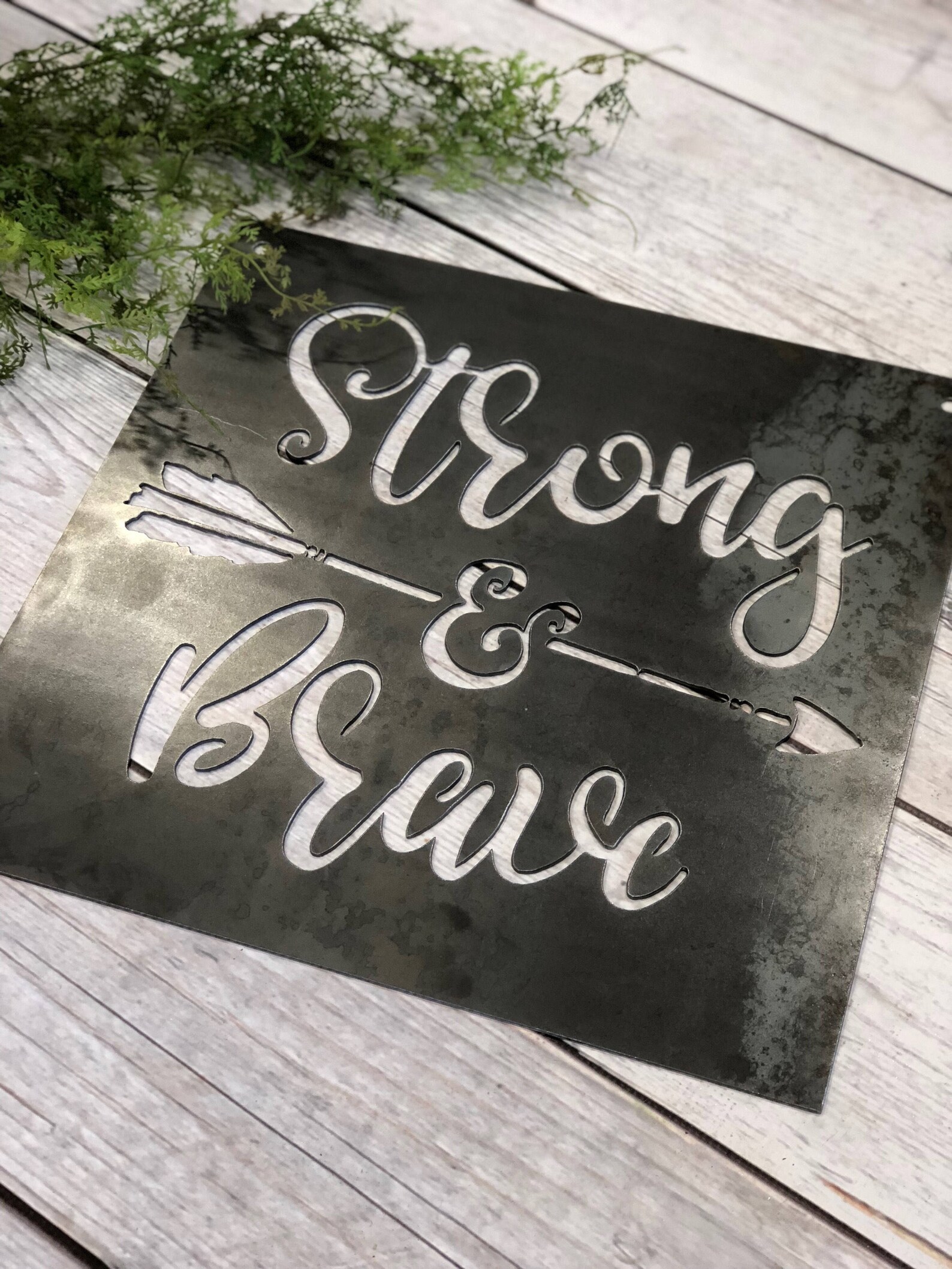 Strong and Brave Metal Sign Inspirational Metal Sign Nursery - Etsy