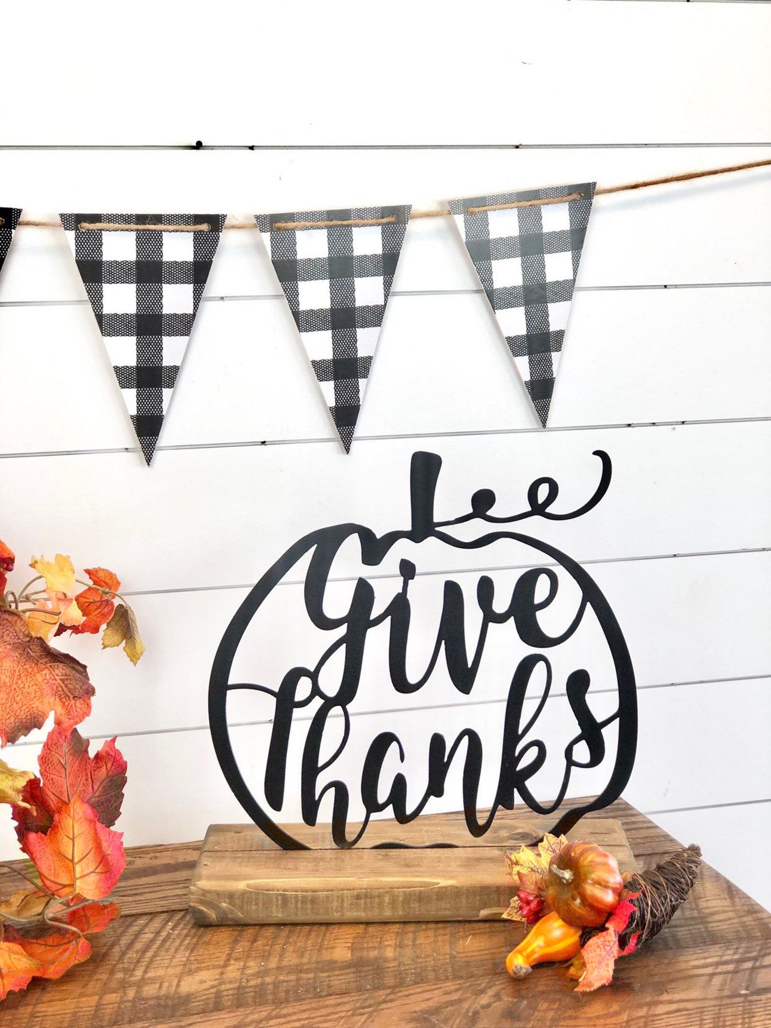 Give Thanks Metal Art Thanksgiving Home Decor Fall Signs | Etsy