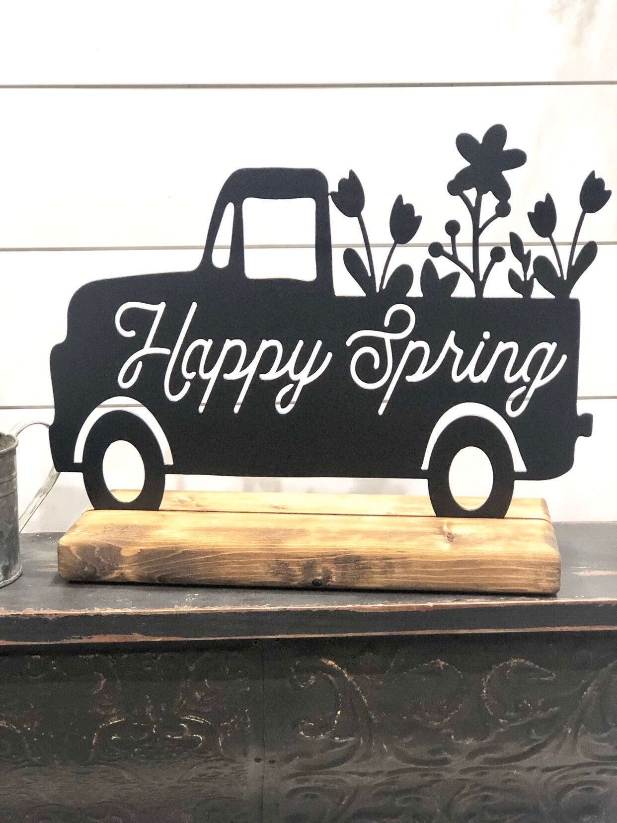 Happy Spring Metal Decor Spring Metal Sign Farmhouse Shelf - Etsy