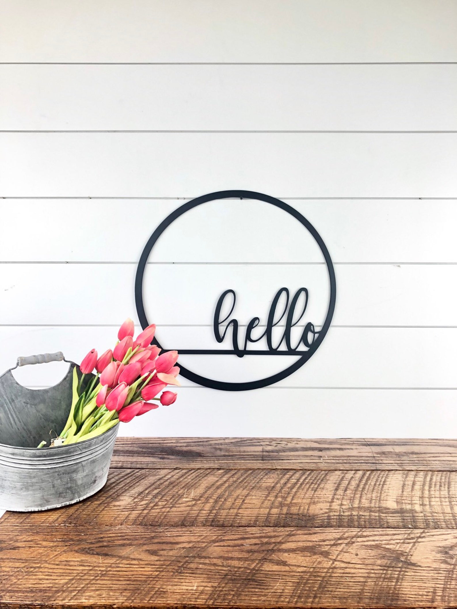 Hello Metal Decor Metal Saying Sign Farmhouse Shelf Decor | Etsy