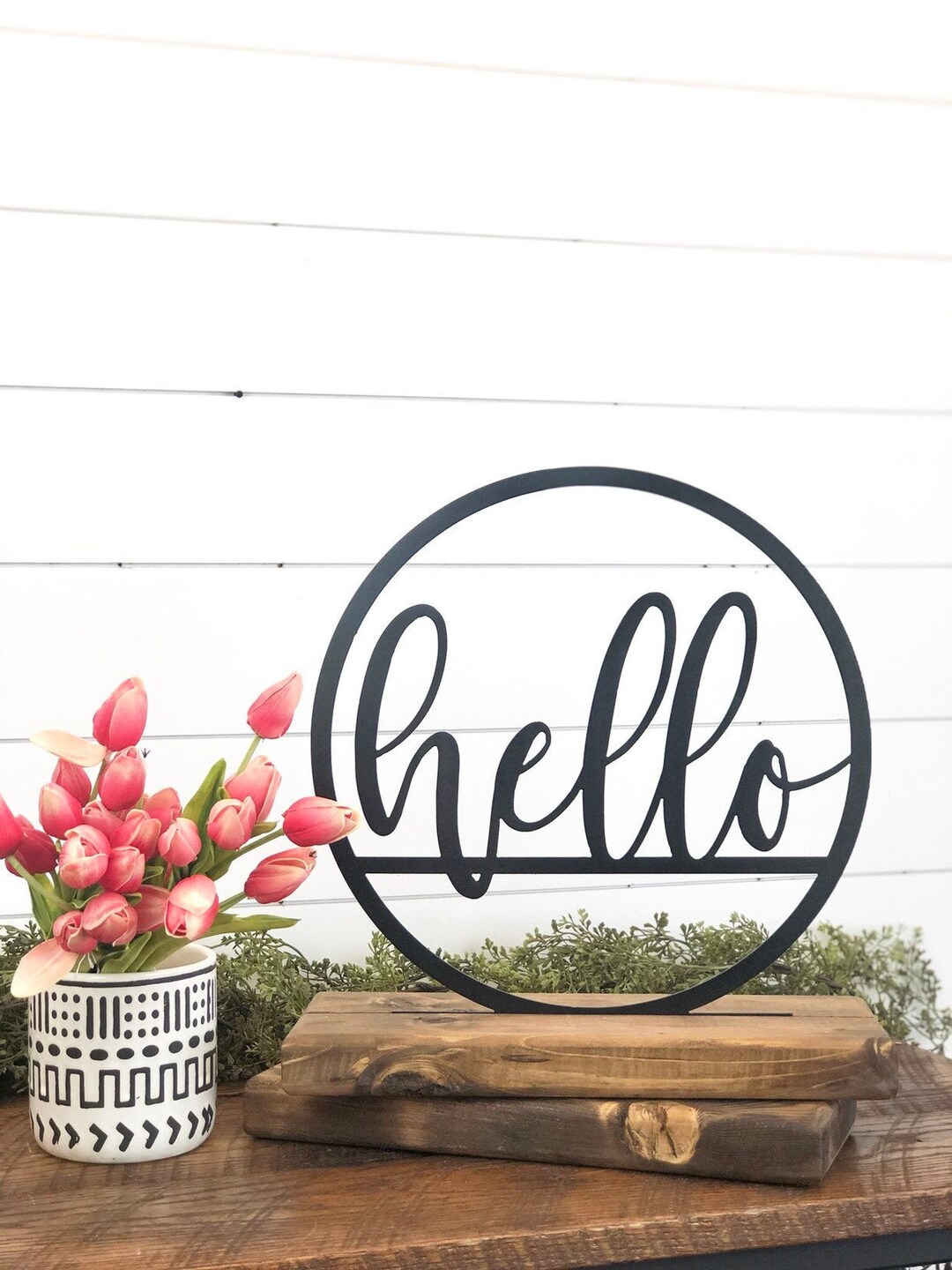 Hello Metal Decor Metal Saying Sign Farmhouse Shelf Decor Metal Sign ...