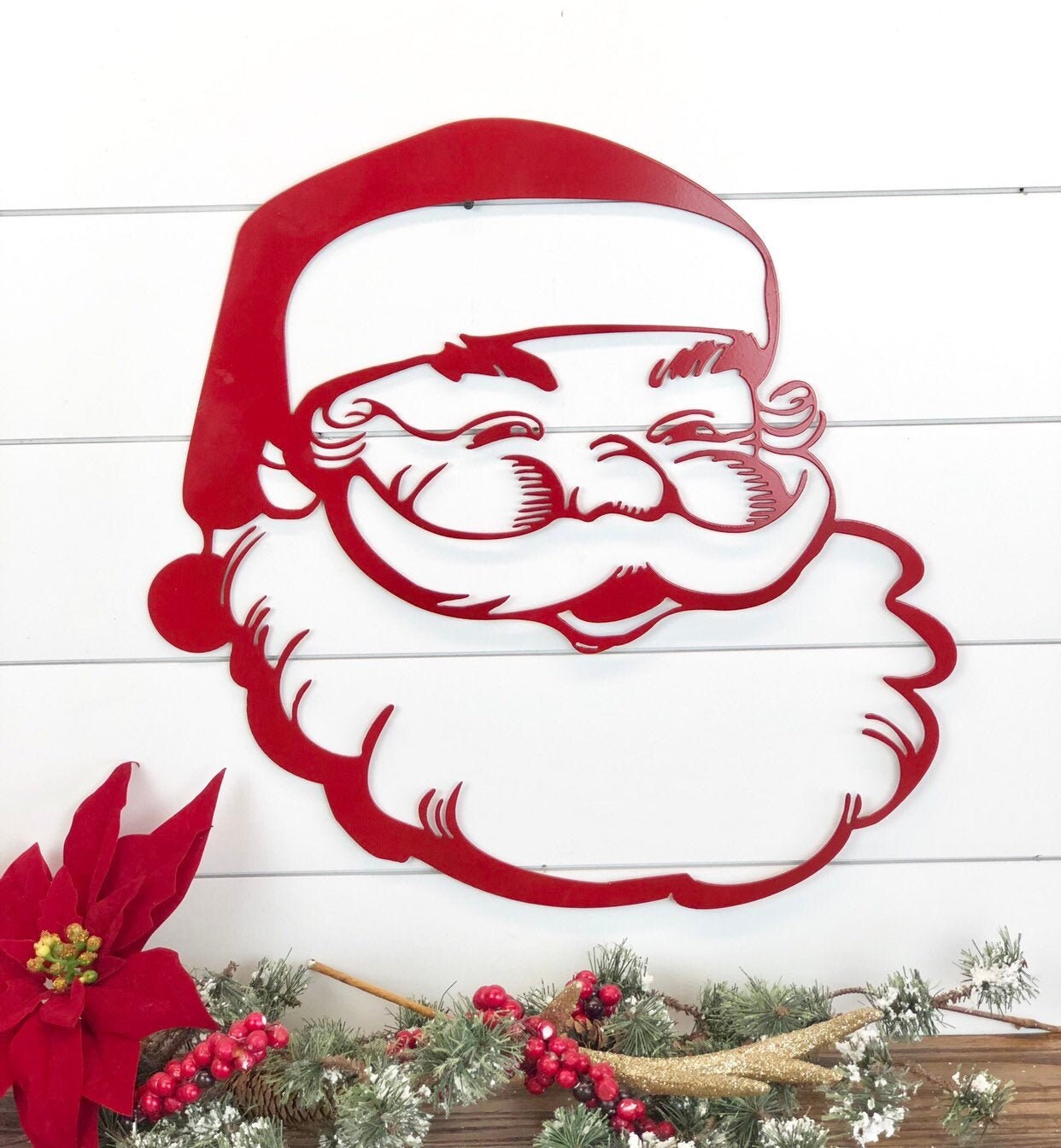 Santa Christmas Metal Art Christmas Metal Decor Santa Face - Etsy