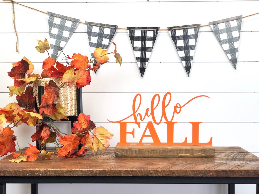Hello Fall Metal Sign Thanksgiving Home Decor Metal Sign Farmhouse ...