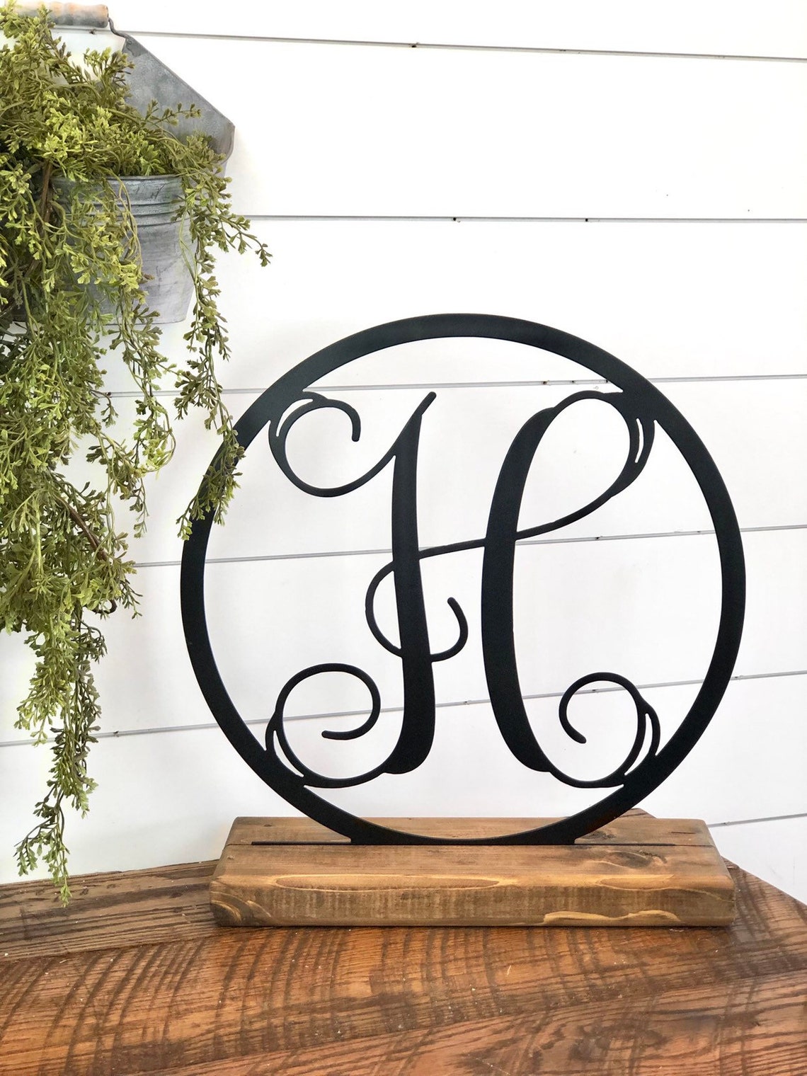 Circle Monogram Home Decor Initial Shelf Decor Farmhouse - Etsy