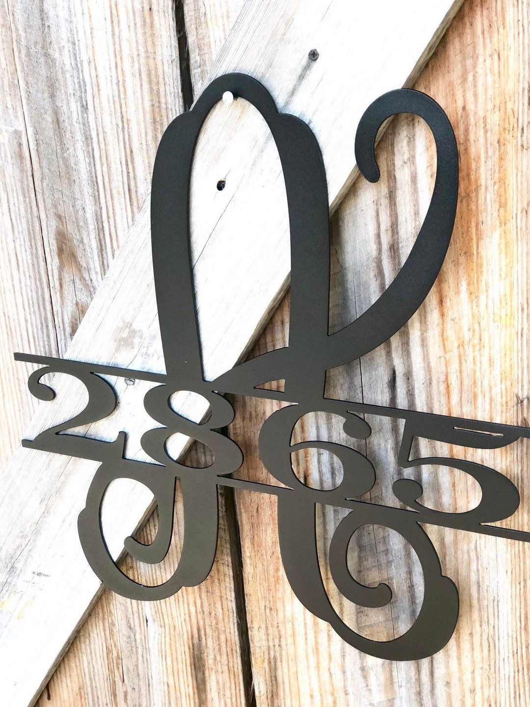 Monogram House Number Metal Sign Custom Address Monogram Sign Wedding ...
