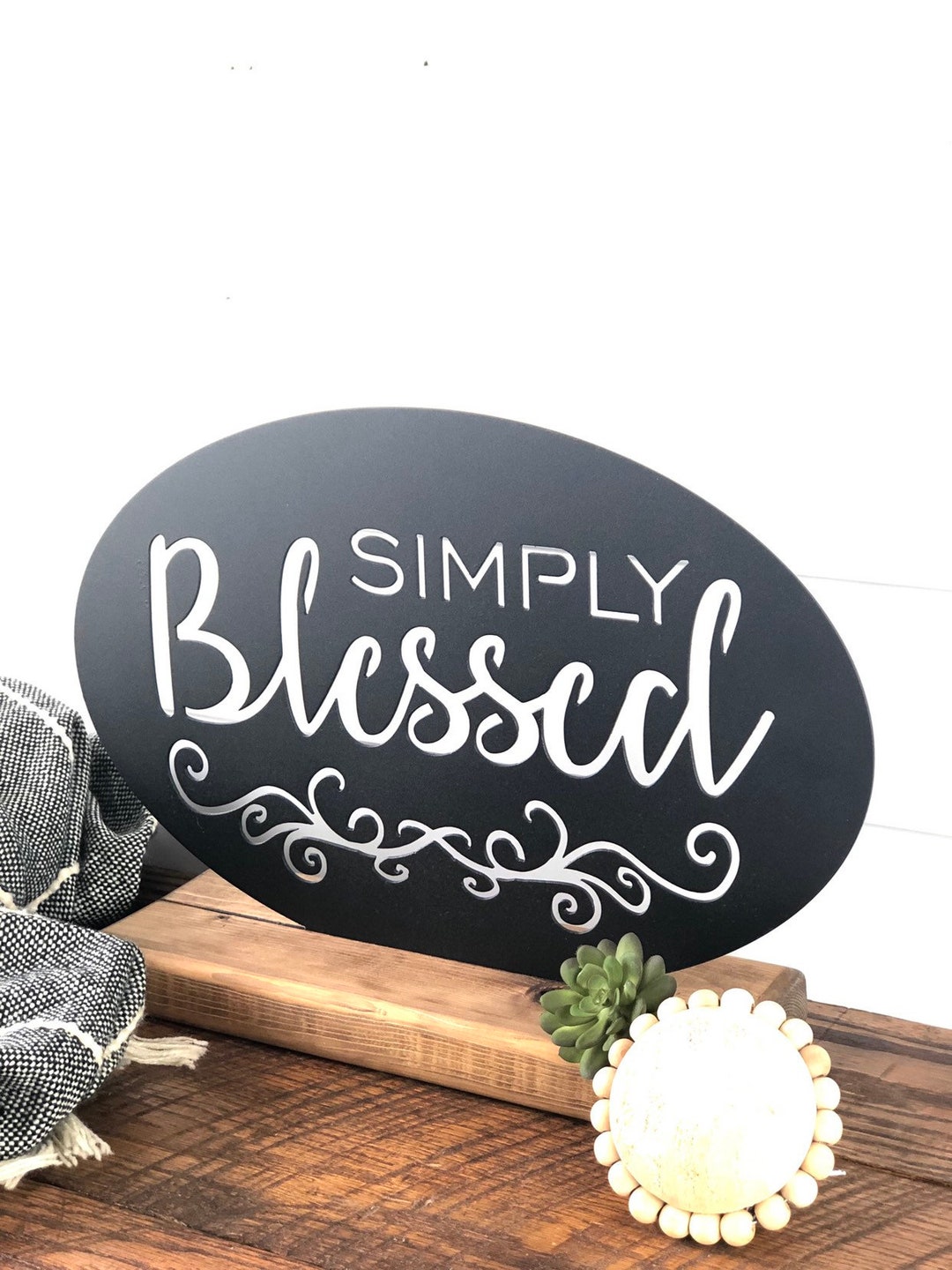 Simply Blessed Oval Metal Home Decor Metal Art Farmhouse Metal Sign ...