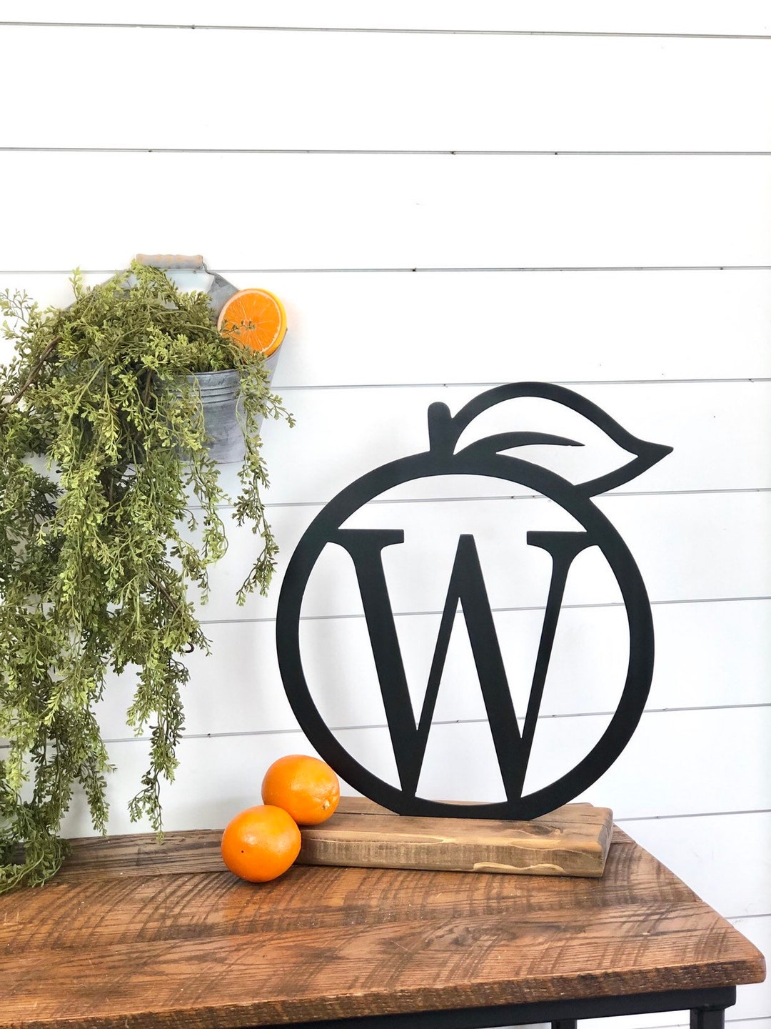 Orange Initial Metal Art- Citrus Metal Sign- Orange Home Decor ...