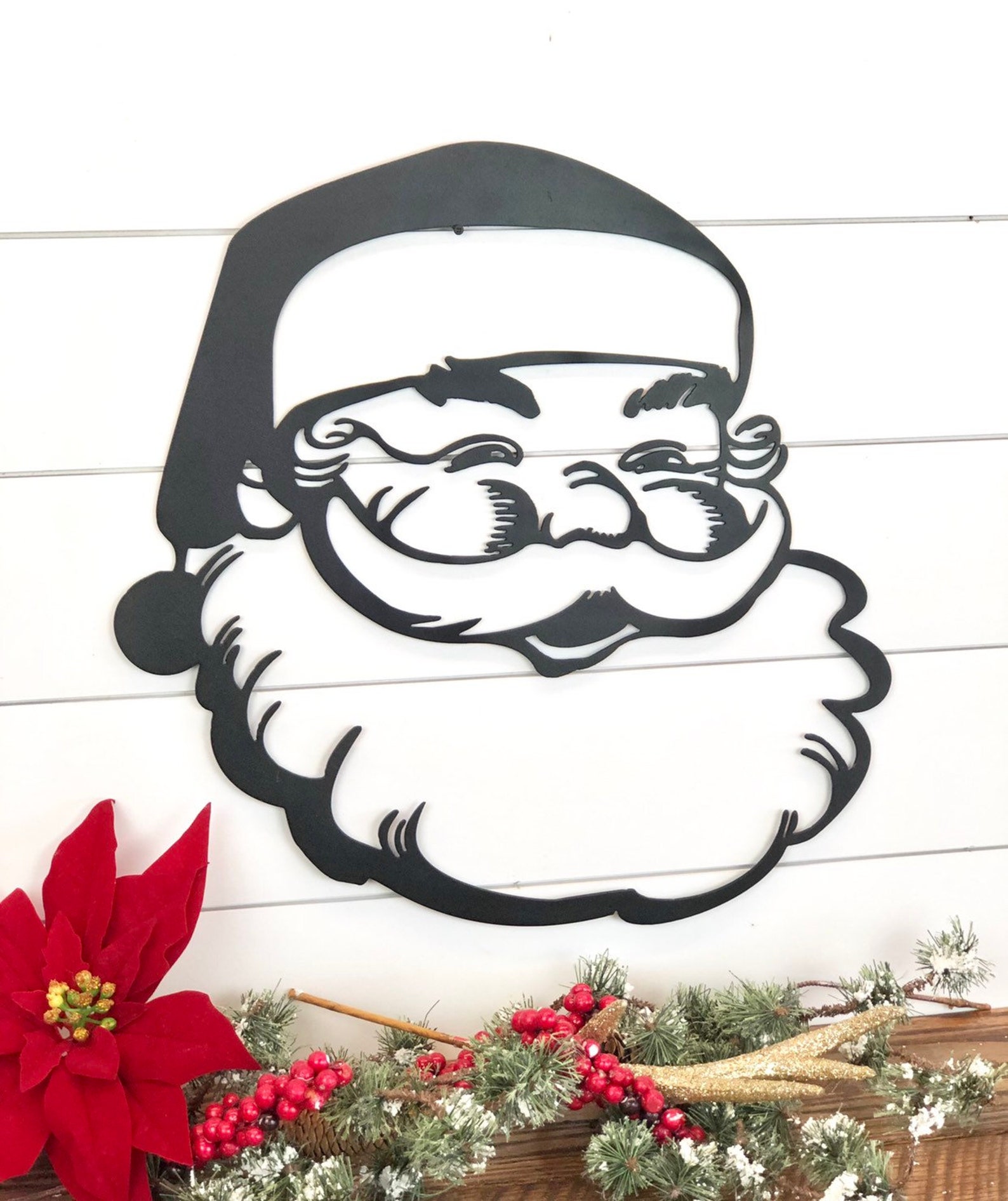 Santa Christmas Metal Art Christmas Metal Decor Santa Face - Etsy