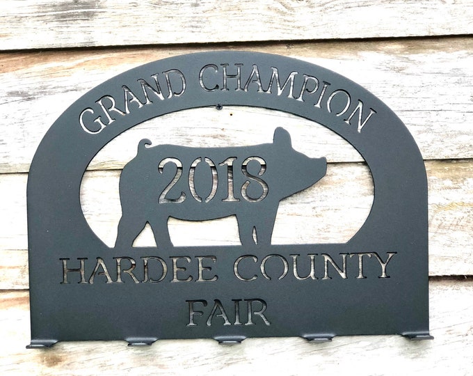 Livestock Exhibitor Award Sign for Show Pig- Show Swine Sign Medal ...