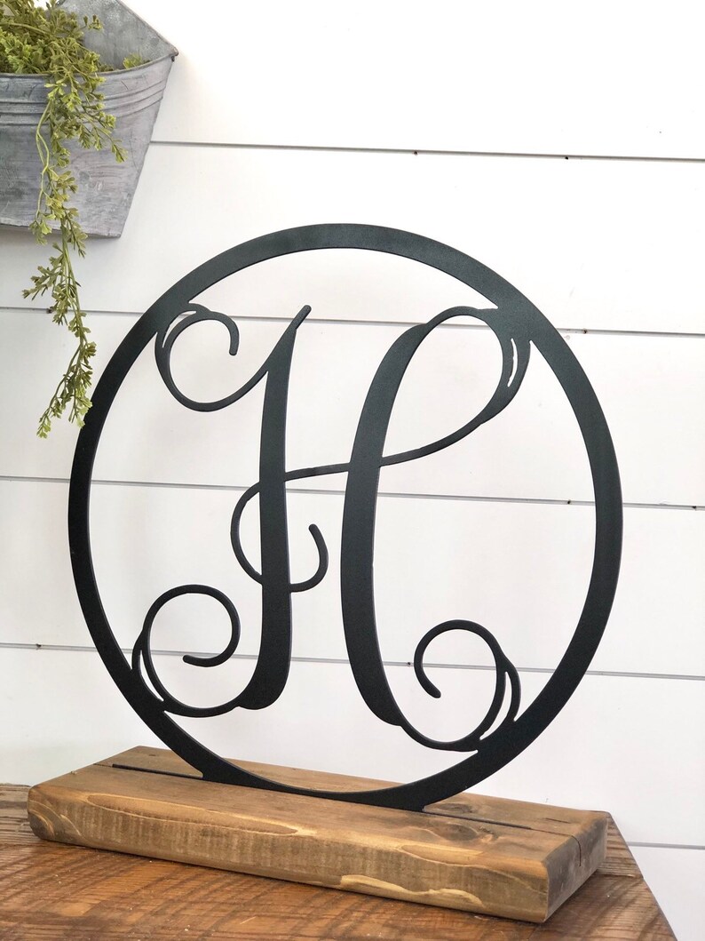 Circle Monogram Home Decor Initial Shelf Decor Farmhouse - Etsy