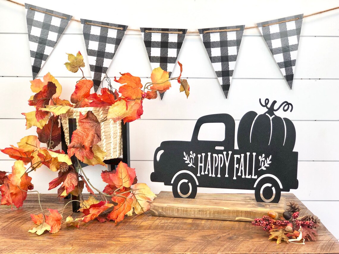 Happy Fall Truck With Pumpkin Metal Art Fall Farmhouse Home - Etsy
