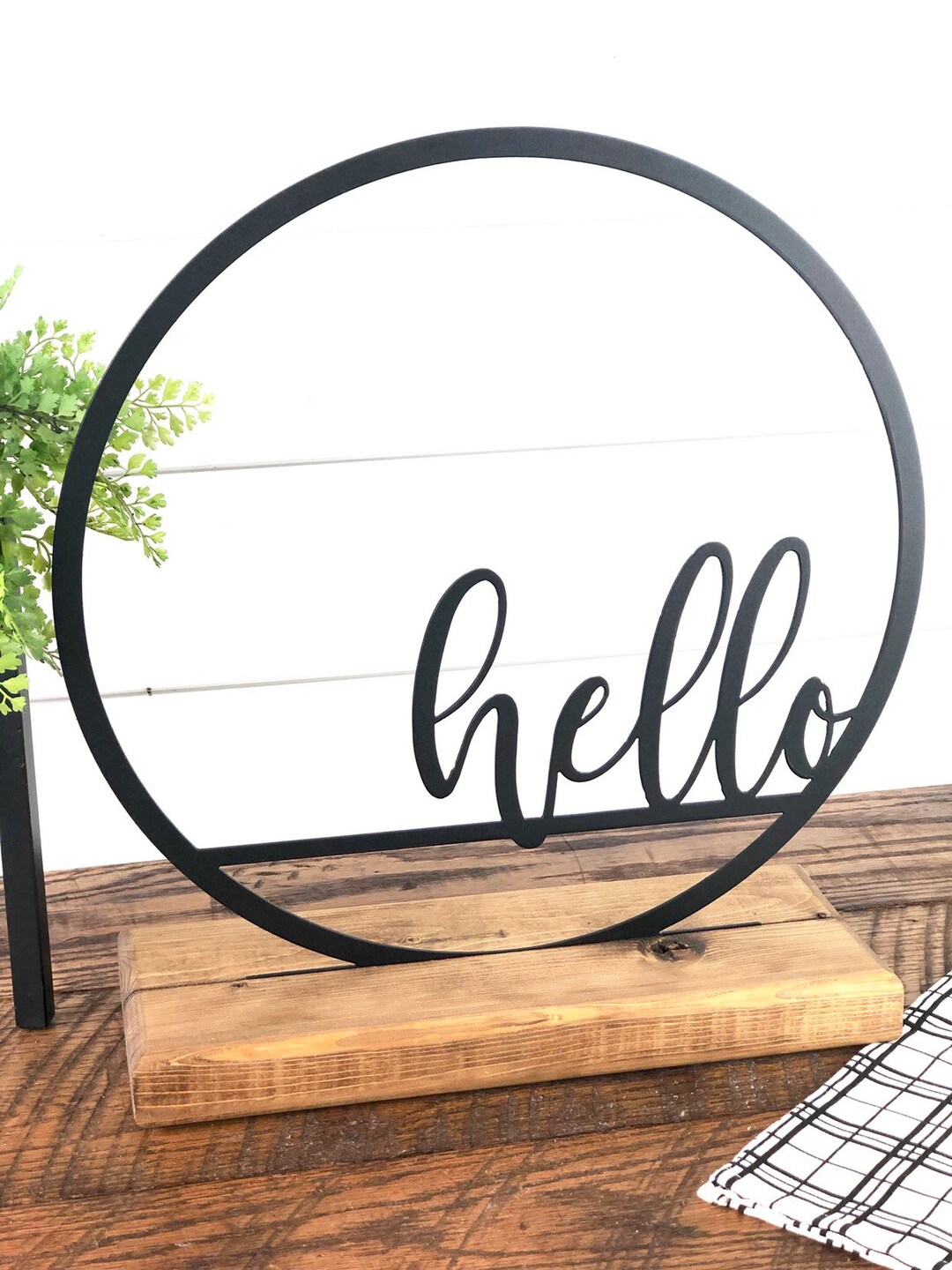 Hello Metal Decor Metal Saying Sign Farmhouse Shelf Decor Metal Sign ...