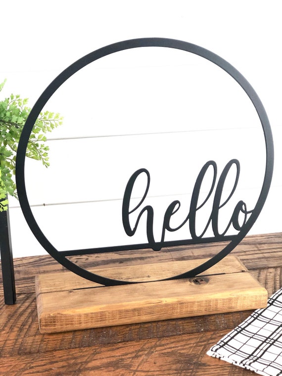 Hello Metal Decor Metal Saying Sign Farmhouse Shelf Decor - Etsy