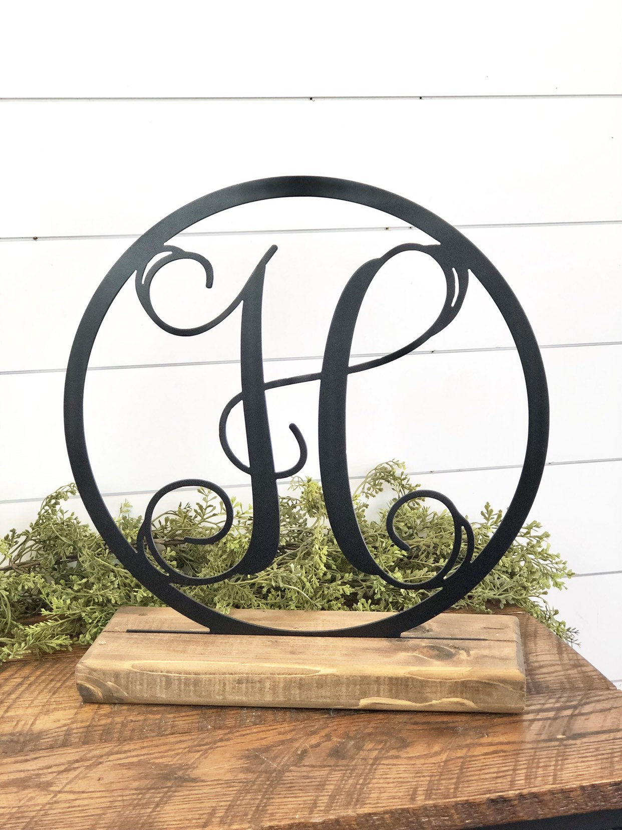 Circle Monogram Home Decor Initial Shelf Decor Farmhouse - Etsy