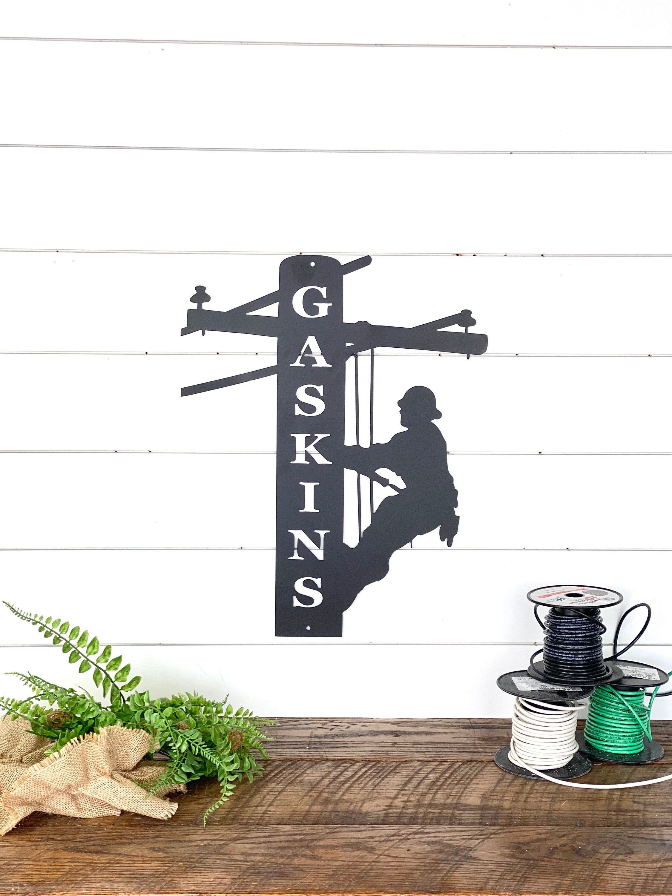 Lineman Last Name Metal Sign Lineman Gift Lineman Sign | Etsy