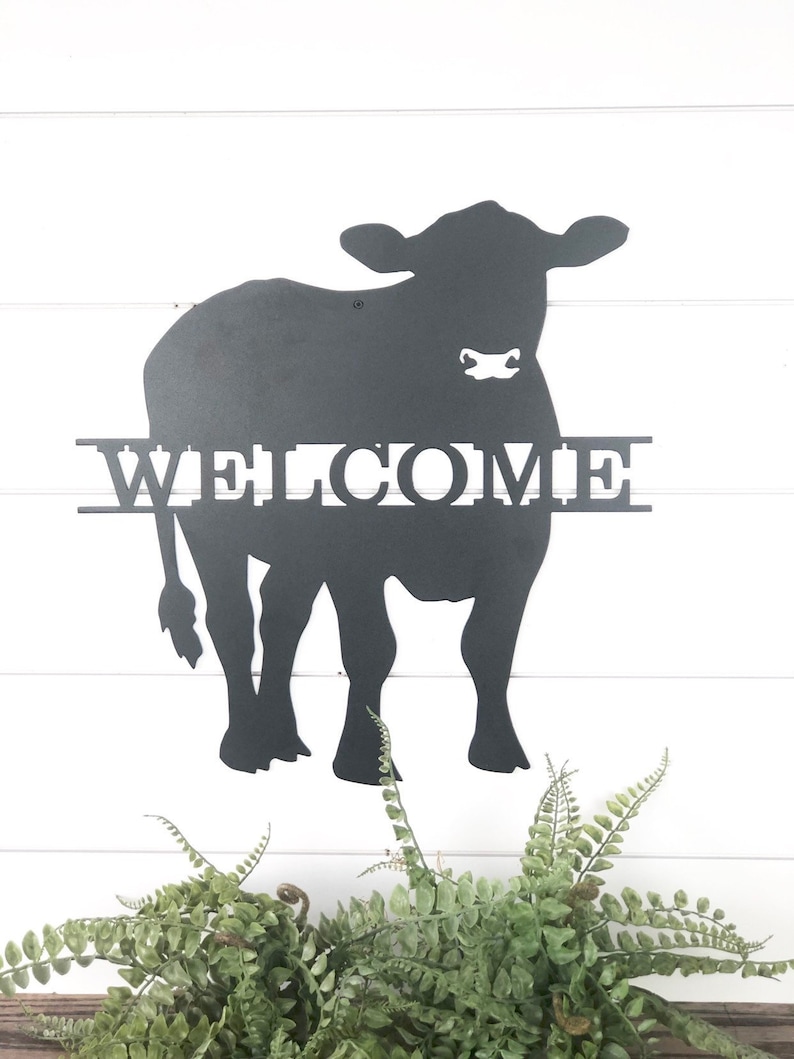 Cow Welcome Metal Decor Metal Sign Farmhouse Wedding Gift - Etsy