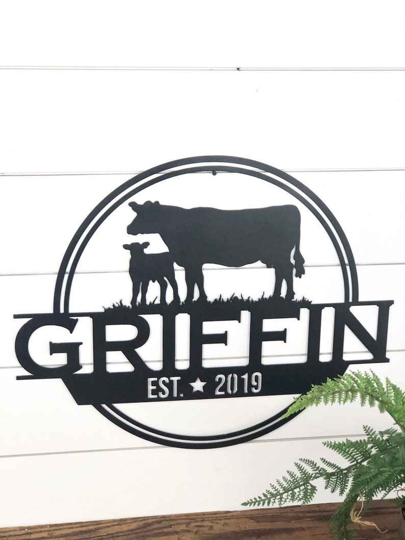 Cow Calf Personalized Family Name Sign Farmhouse Welcome - Etsy