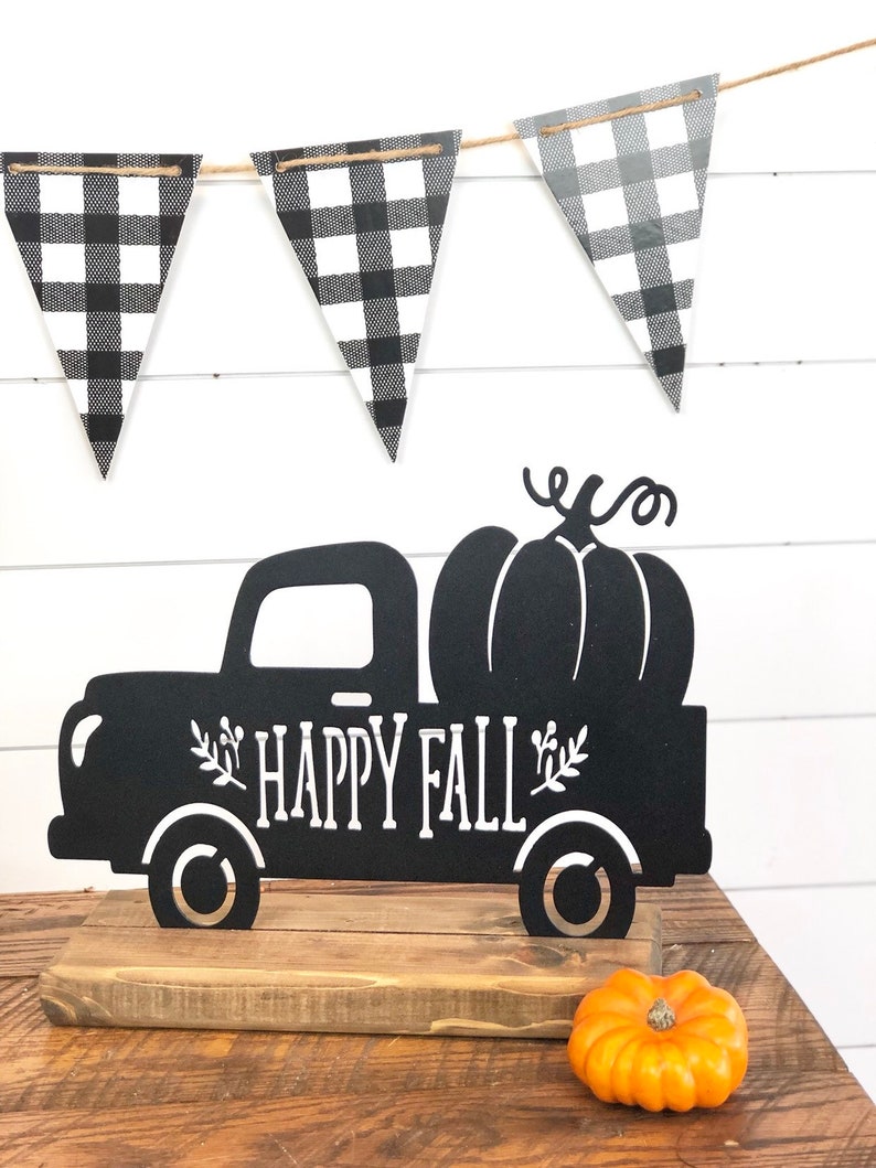 Happy Fall Truck With Pumpkin Metal Art Fall Farmhouse Home - Etsy