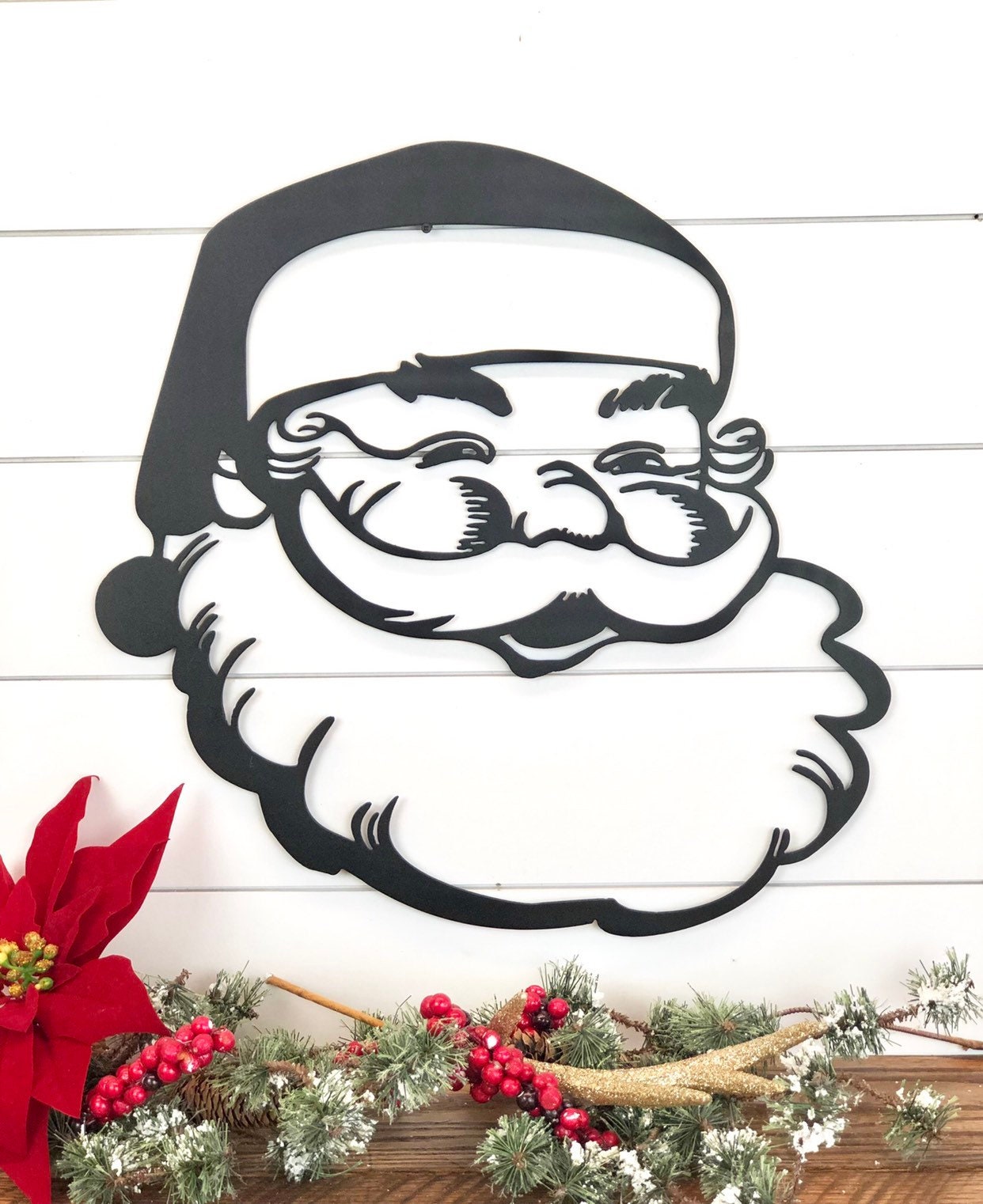 Santa Christmas Metal Art Christmas Metal Decor Santa Face - Etsy