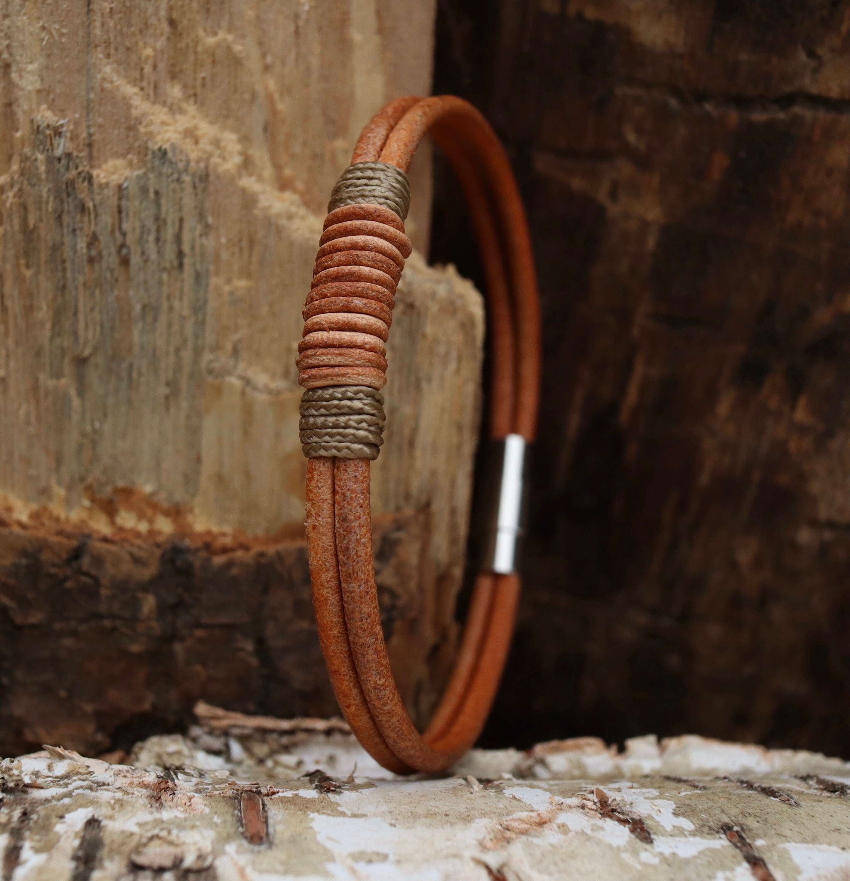 Rustic Natural Leather Bracelet rustic bracelet custom | Etsy