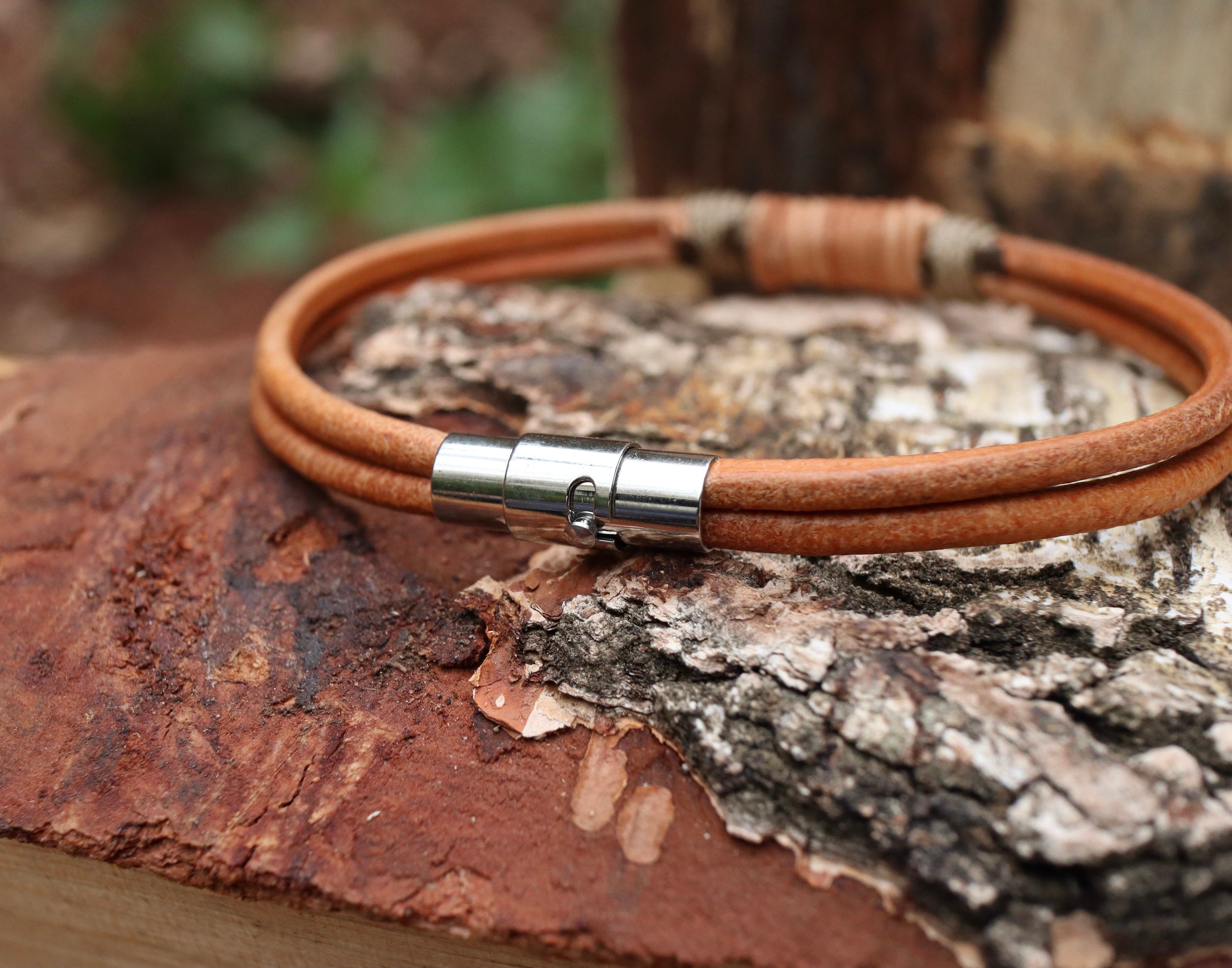 Rustic Natural Leather Bracelet rustic bracelet custom | Etsy