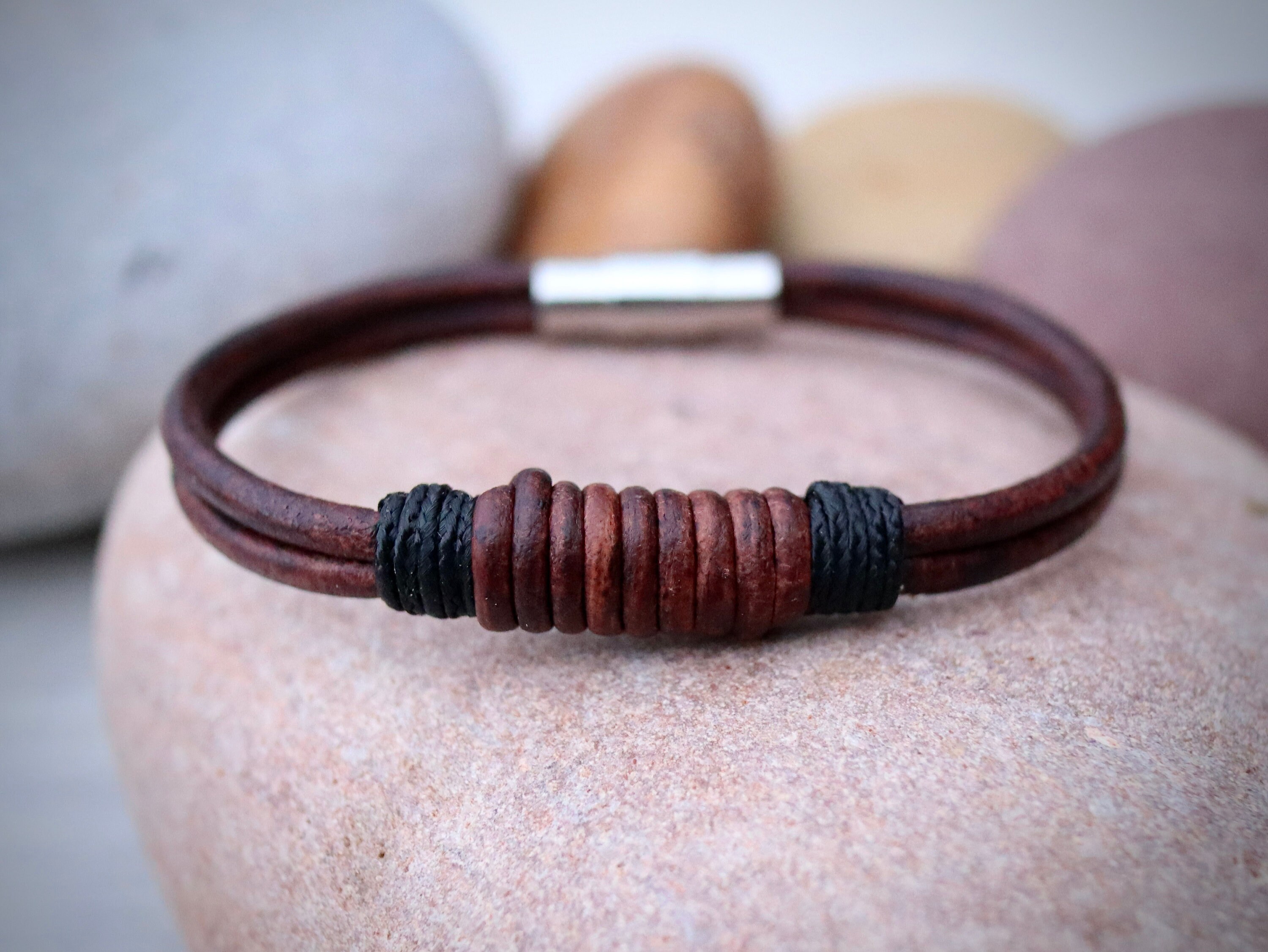 Rustic Brown Leather Bracelet Rustic Leather Bracelet - Etsy UK