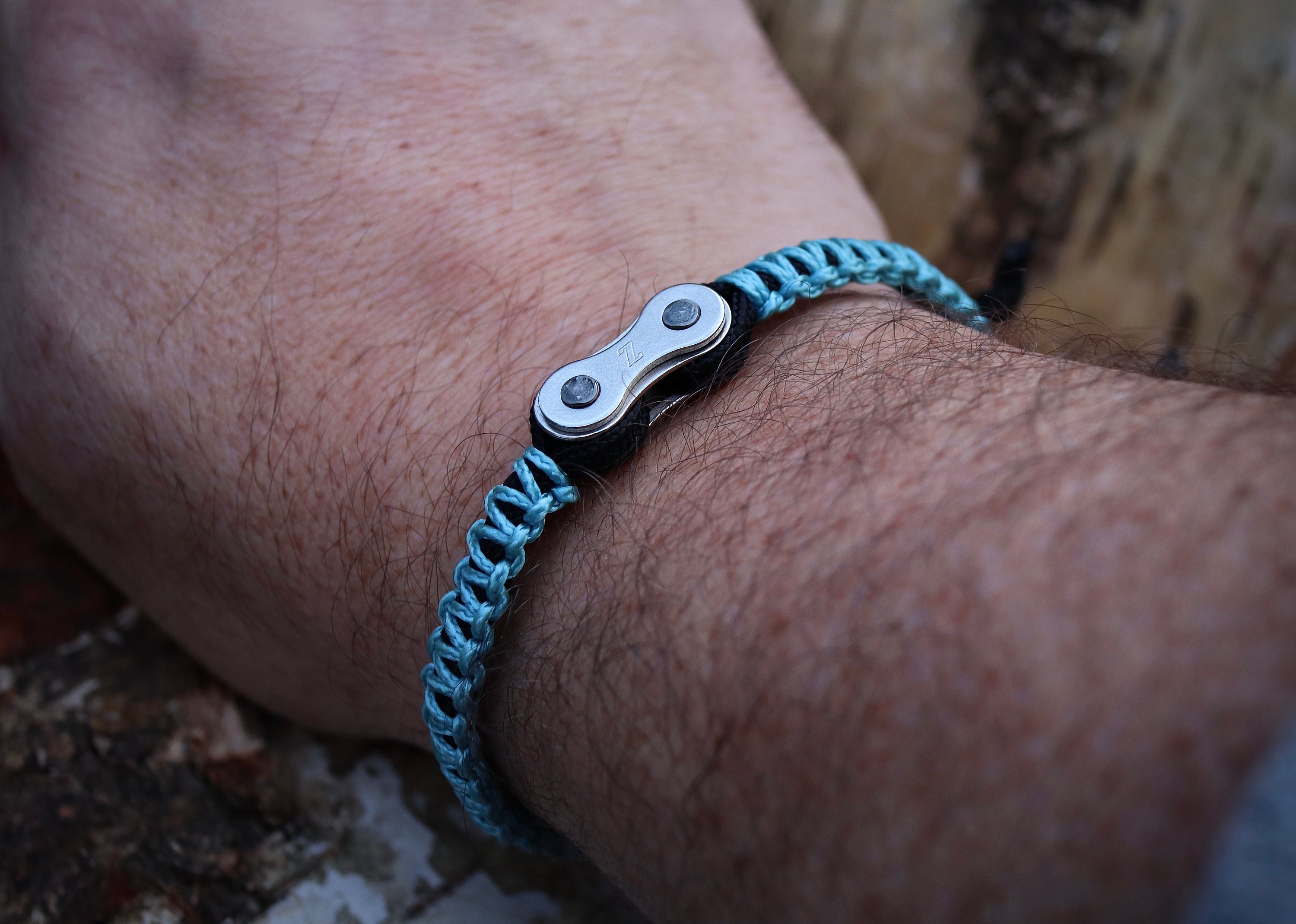 Adjustable Bicycle Chain Link Bracelet With Paracord Detail - Handmade ...