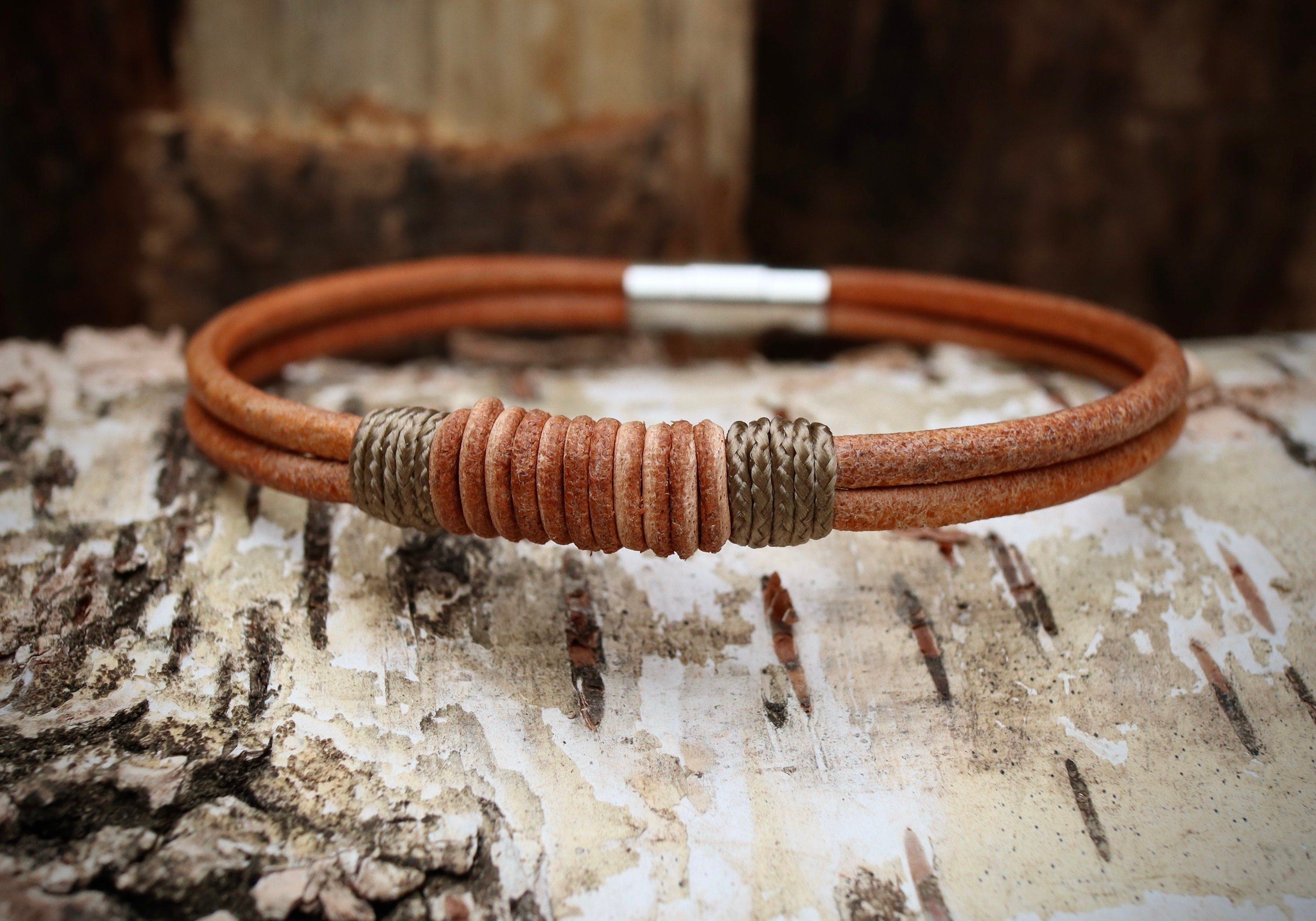 Rustic Natural Leather Bracelet rustic bracelet custom | Etsy