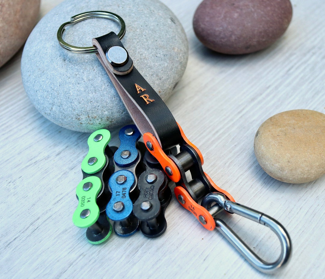 Personalised Motorcycle Chain Keychain - Recycled Bike Chain Keyring ...