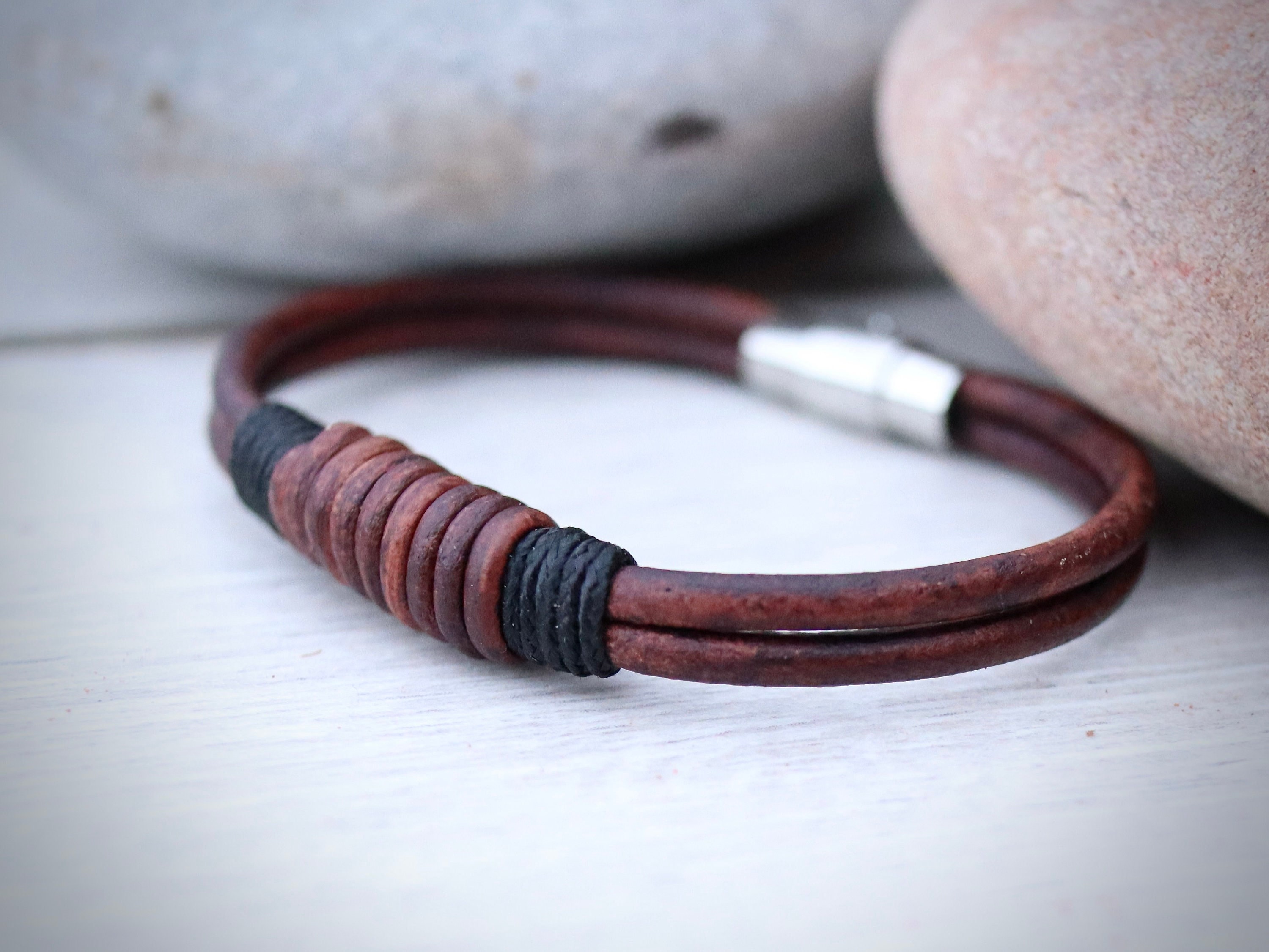 Rustic Brown Leather Bracelet Rustic Leather Bracelet - Etsy UK