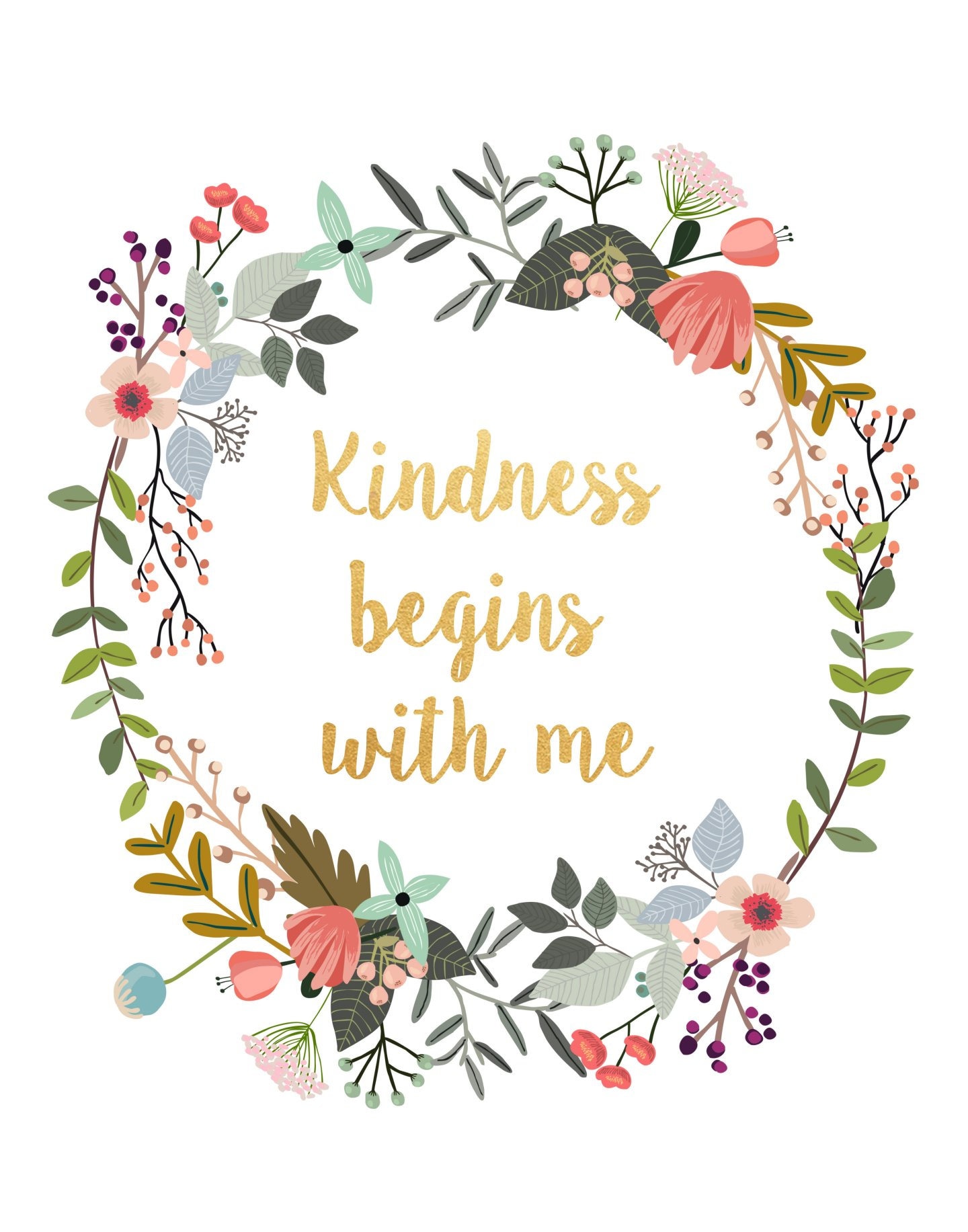 Kindness Begins With Me Printable Art Inspirational Print | Etsy