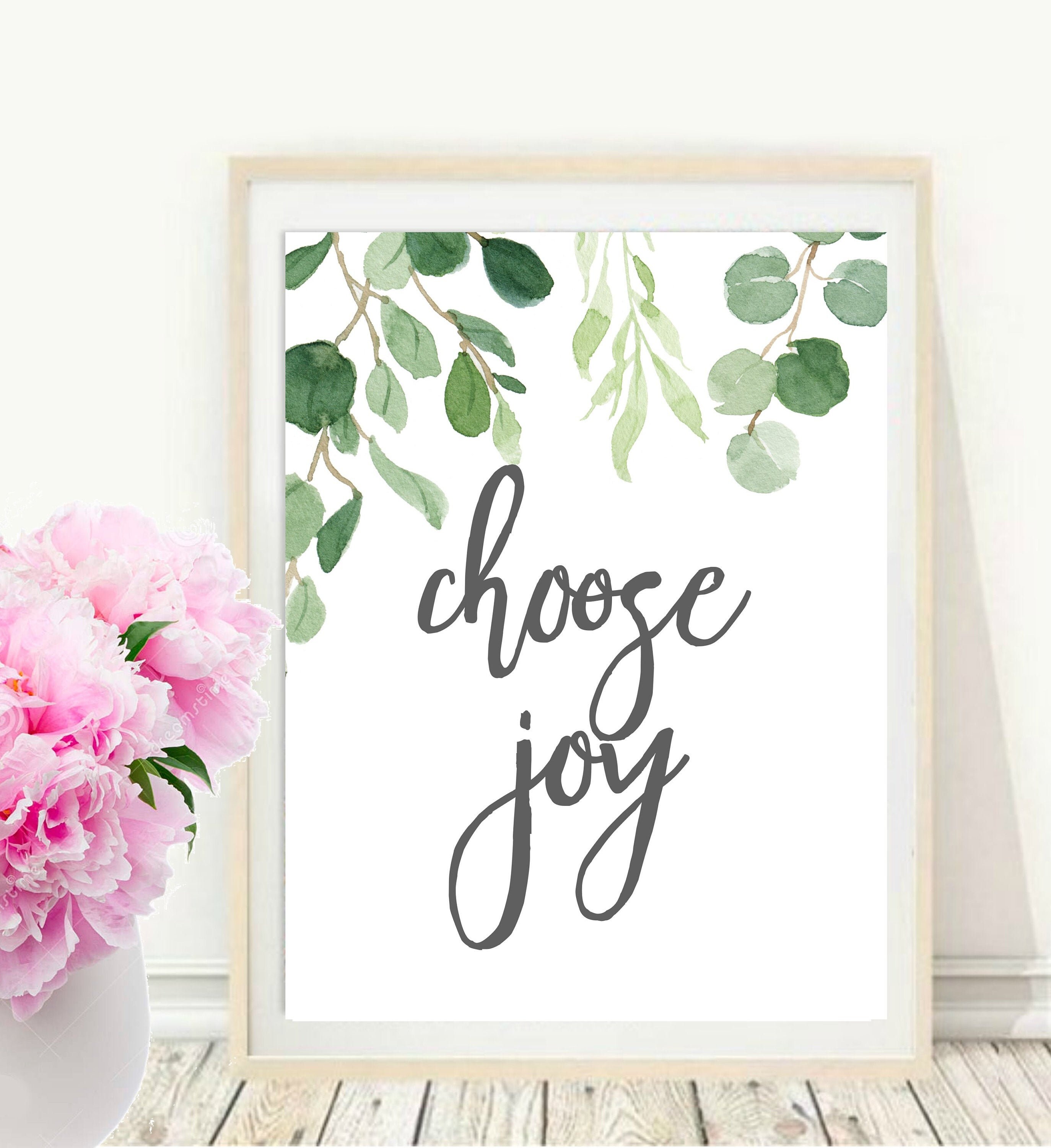 Choose Joy Printable Art Choose Joy Sign Greenery Print | Etsy
