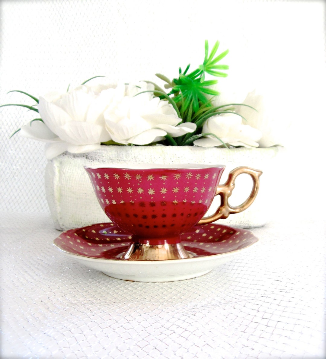 Vintage Shafford Teacup and Saucer, Hand Decorated Teacup Set, Made in ...